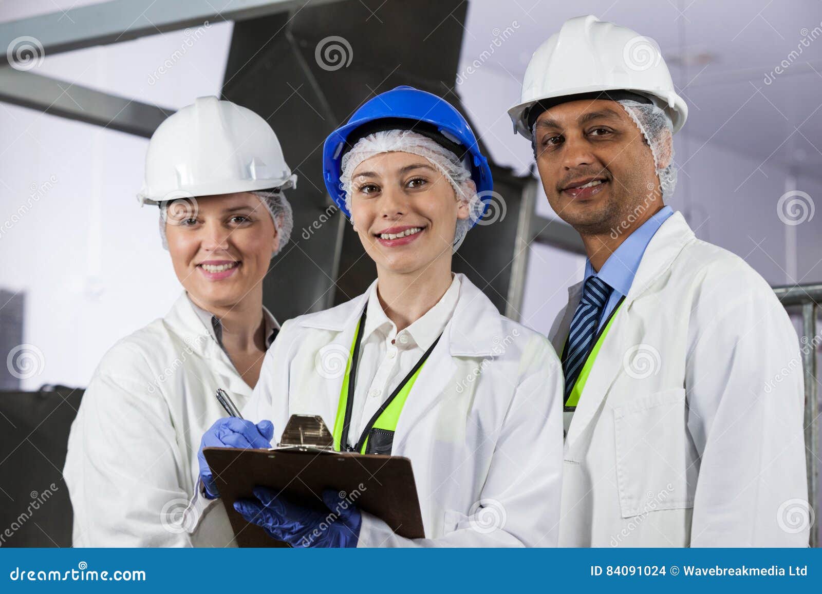 Team of Technicians Standing in Meat Factory Stock Photo - Image of ...