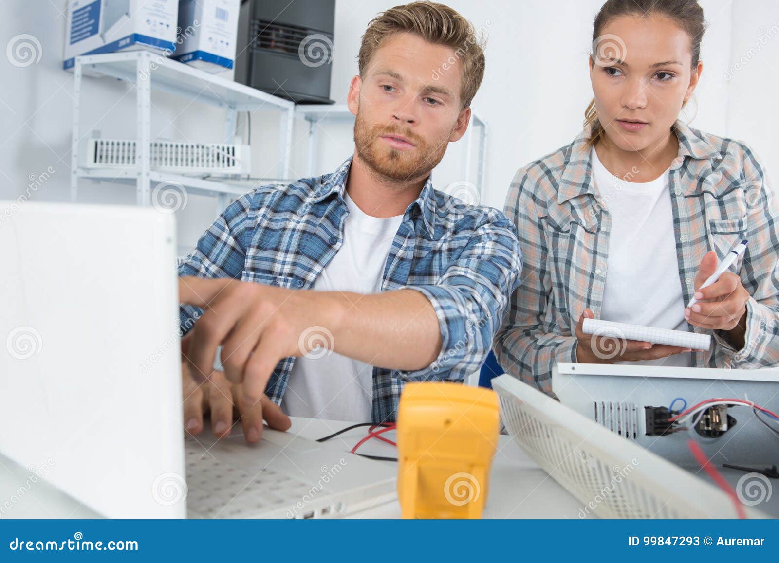 Team Technicians Working Together at Data Centre Stock Image - Image of ...