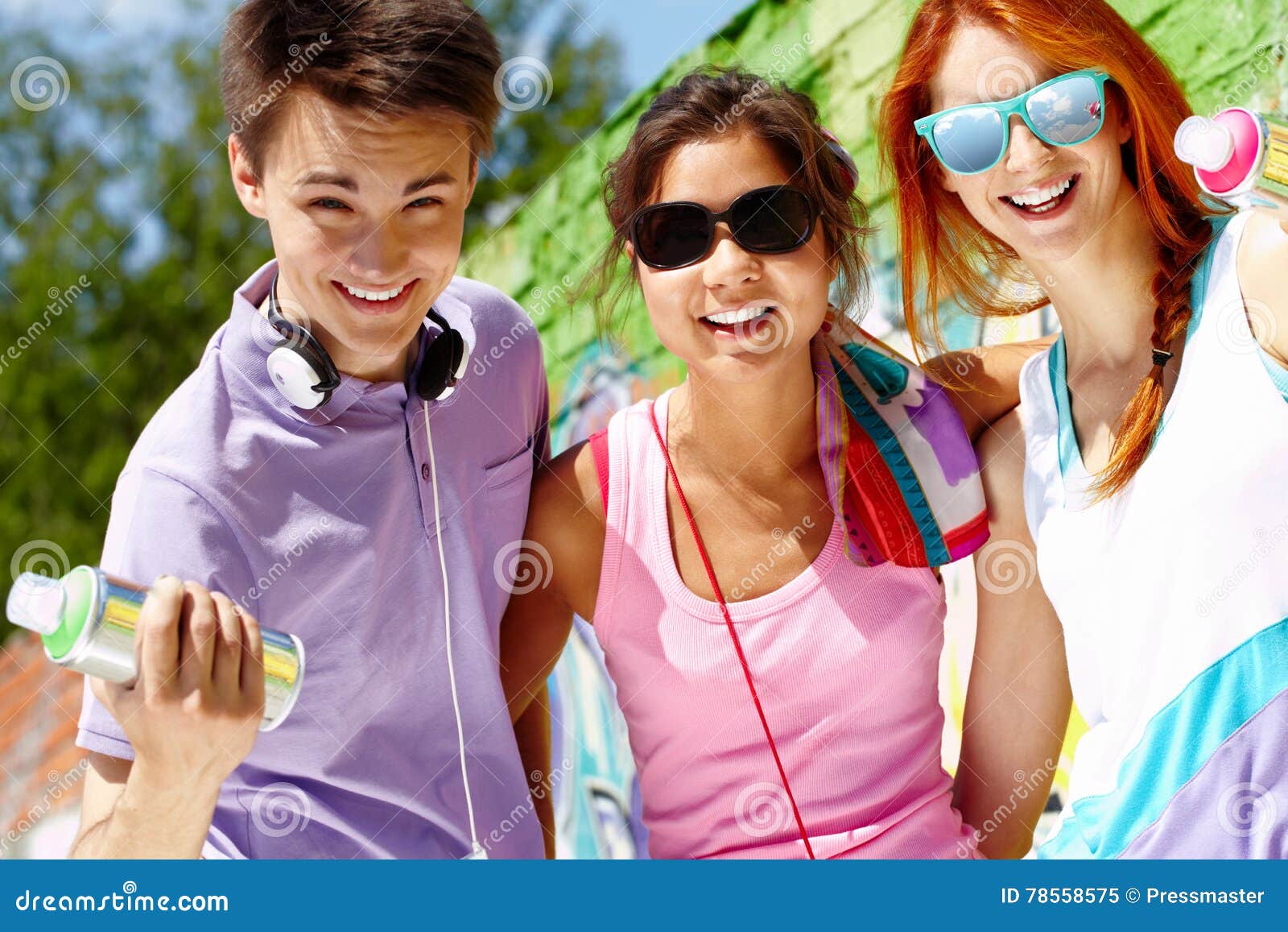Team of teenagers stock image. Image of spray, youth - 78558575