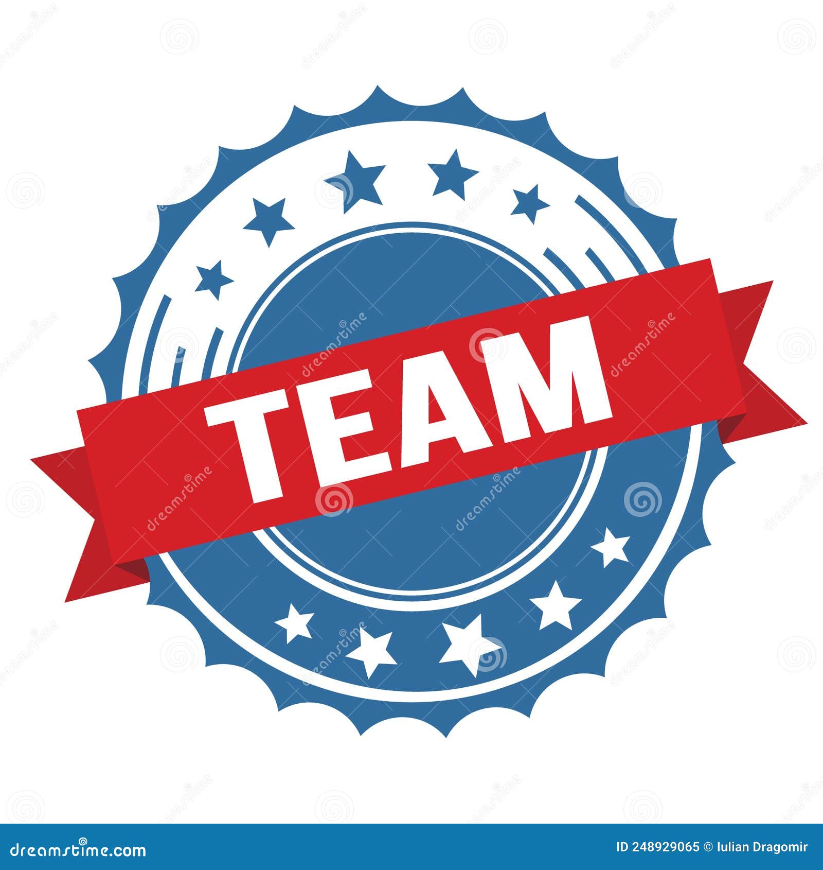 TEAM Text on Red Blue Ribbon Stamp Stock Illustration - Illustration of ...