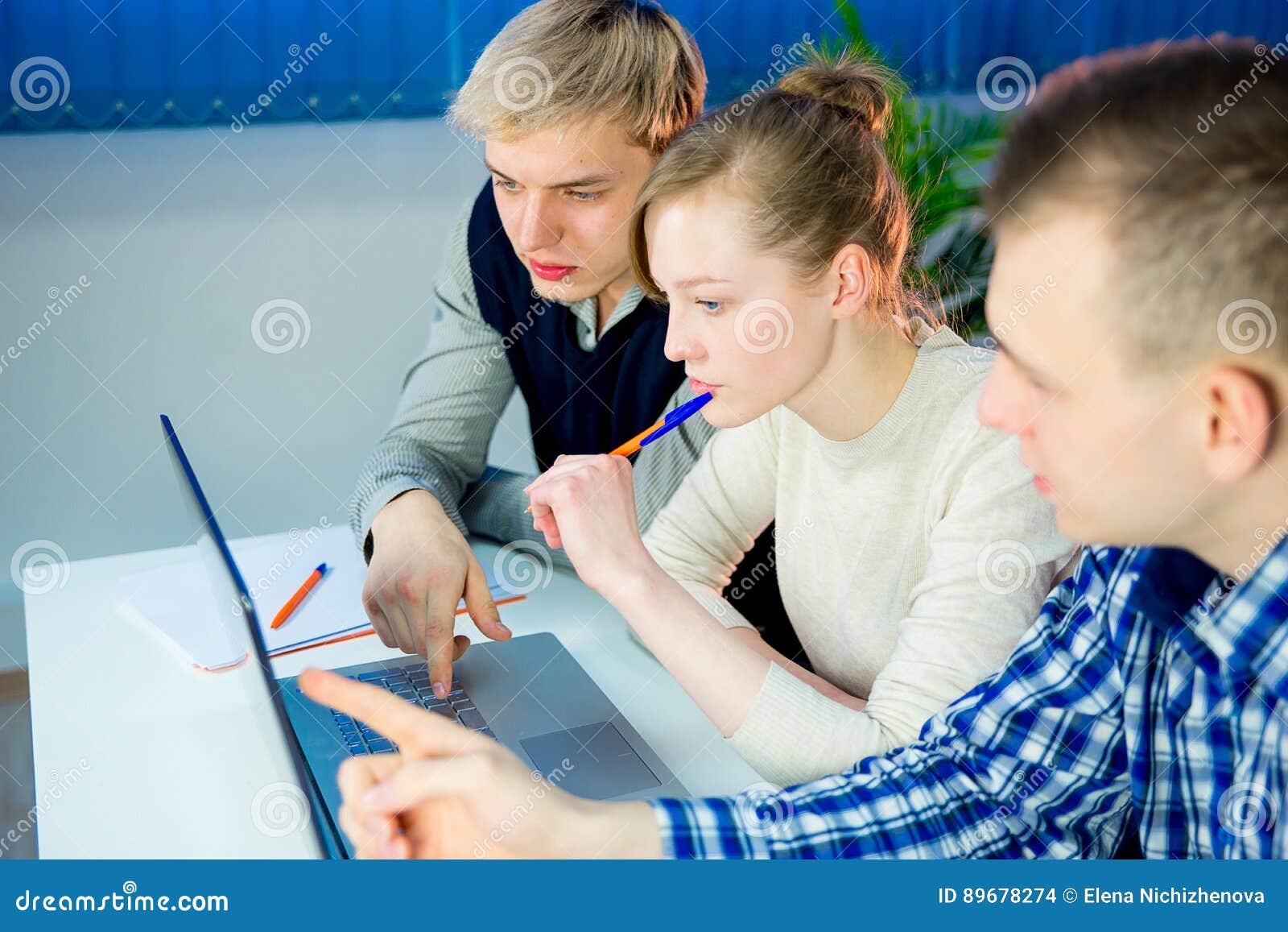 Team of three coworkers stock photo. Image of teamwork - 89678274