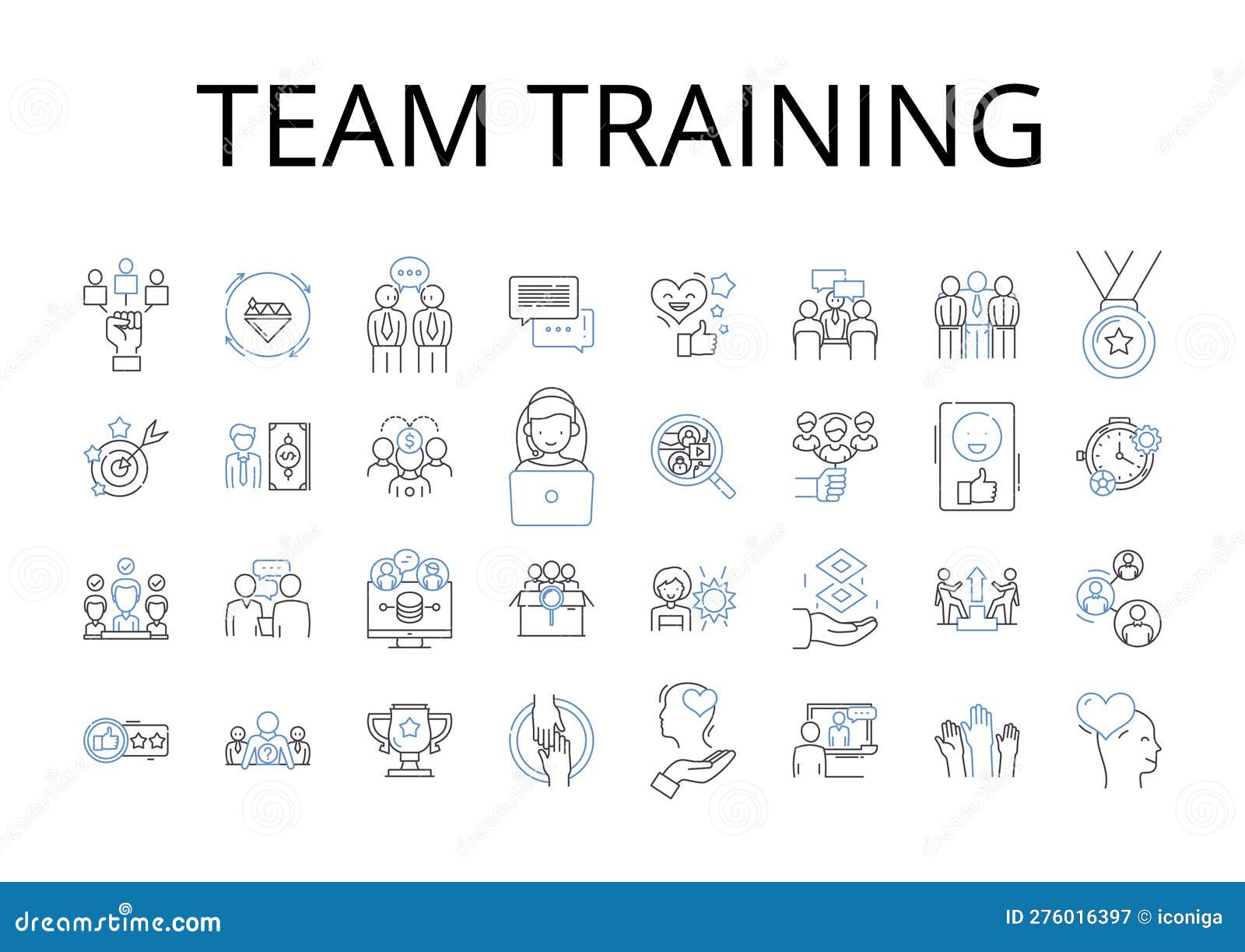 Team Training Line Icons Collection. Group Instruction, Collective ...