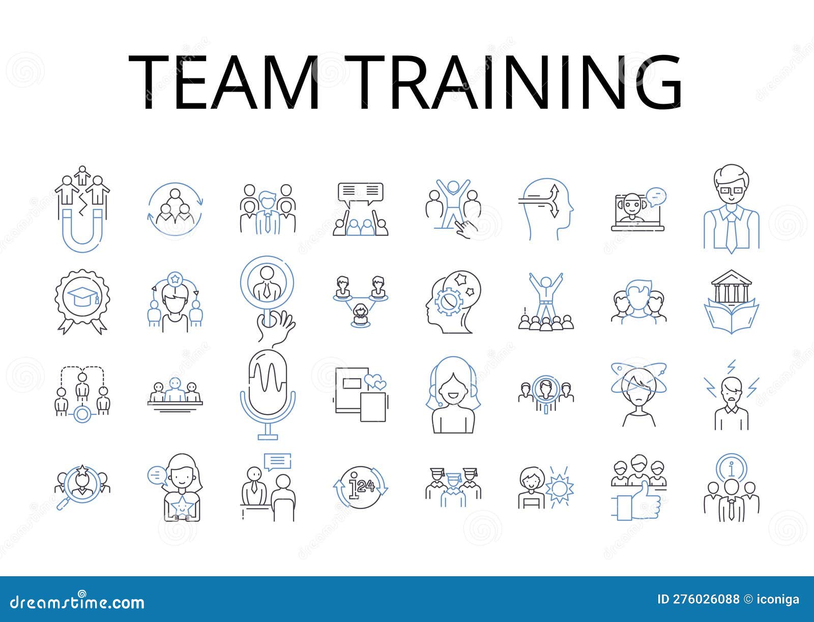 Team Training Line Icons Collection. Group Instruction, Collective ...