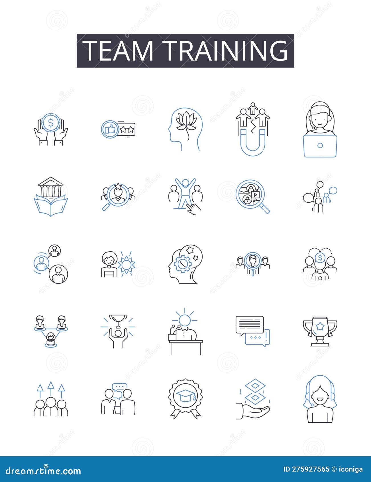 Team Training Line Icons Collection. Group Instruction, Collective ...