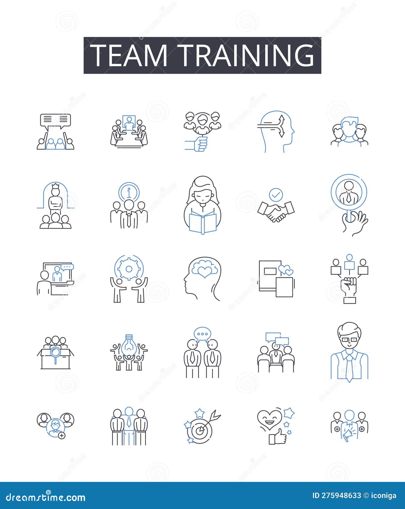 Group Instruction Line Icons Collection. Classroom, Teamwork ...