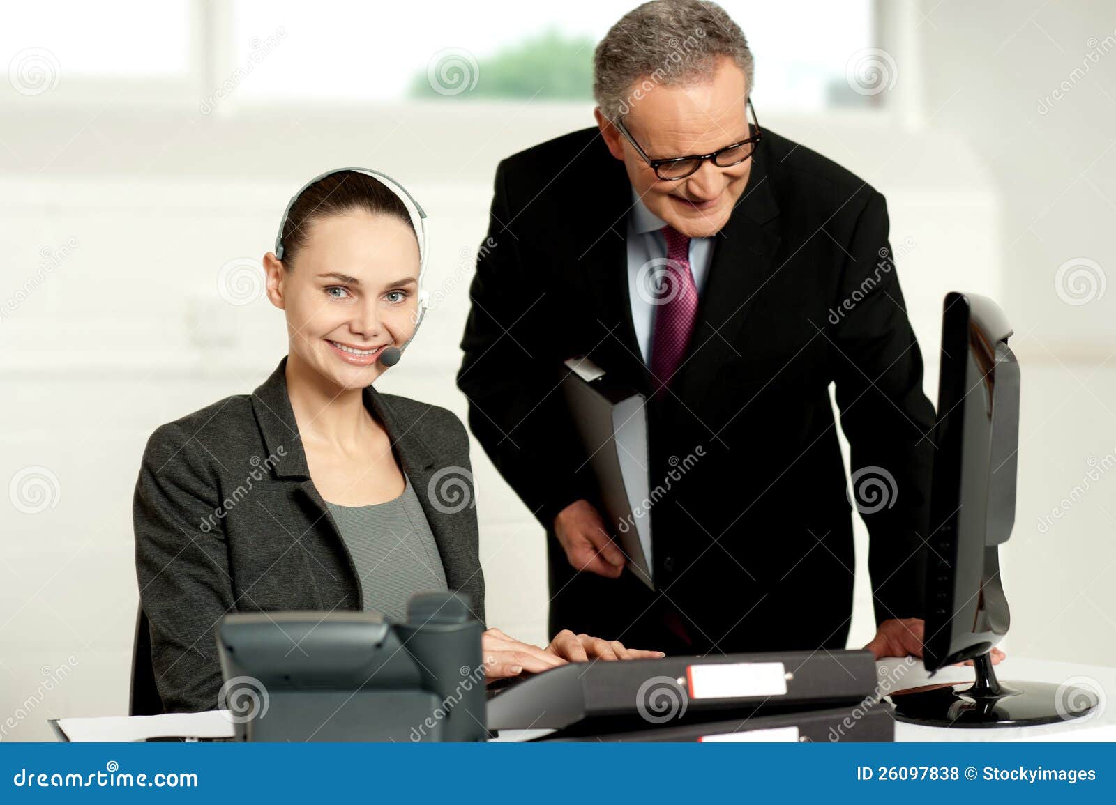 Team of Two Business Executives Working in Office Stock Photo - Image ...