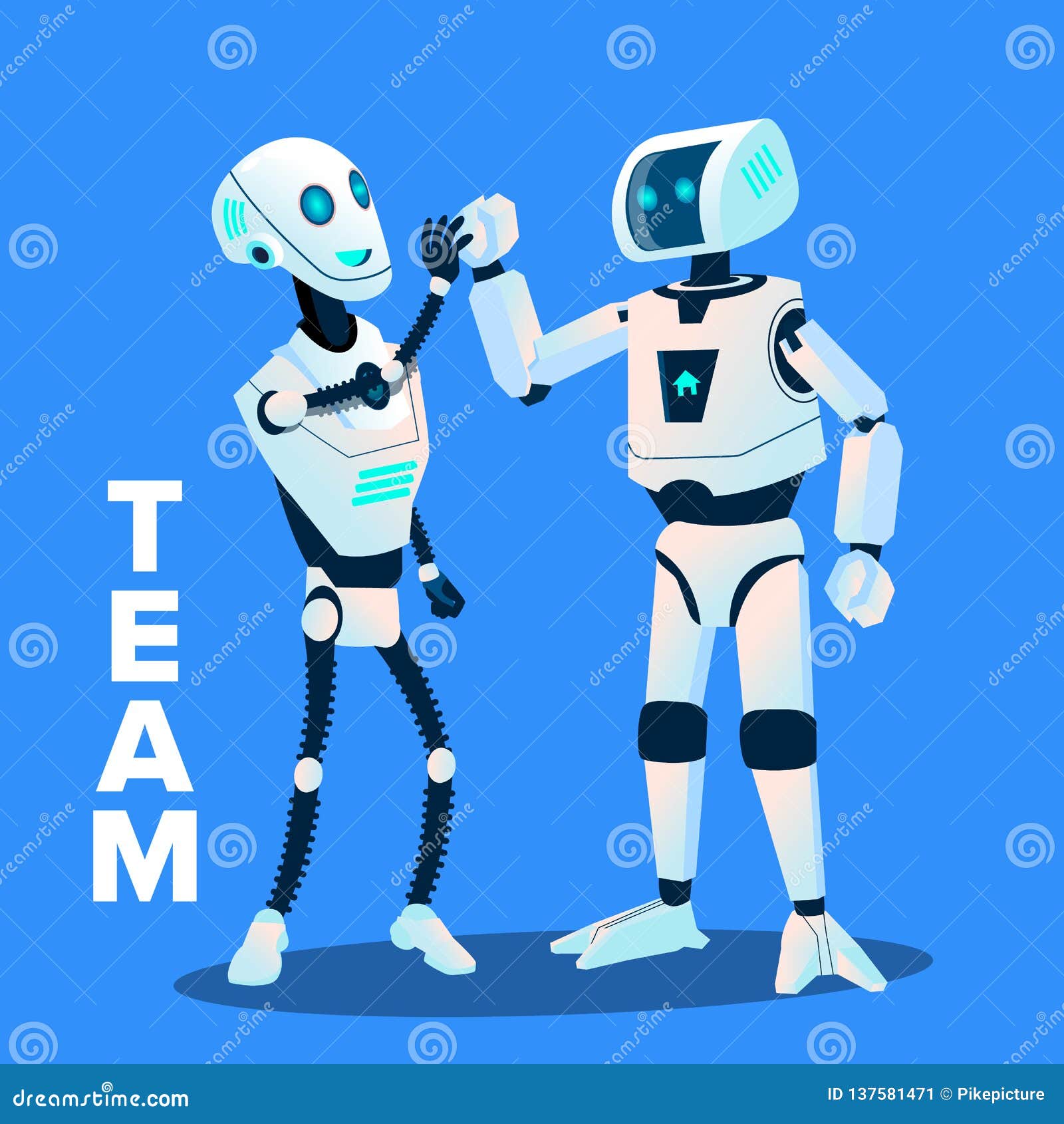 Team Of Robots. Vintage Toys. Ink Drawing. Royalty-Free Stock Image ...