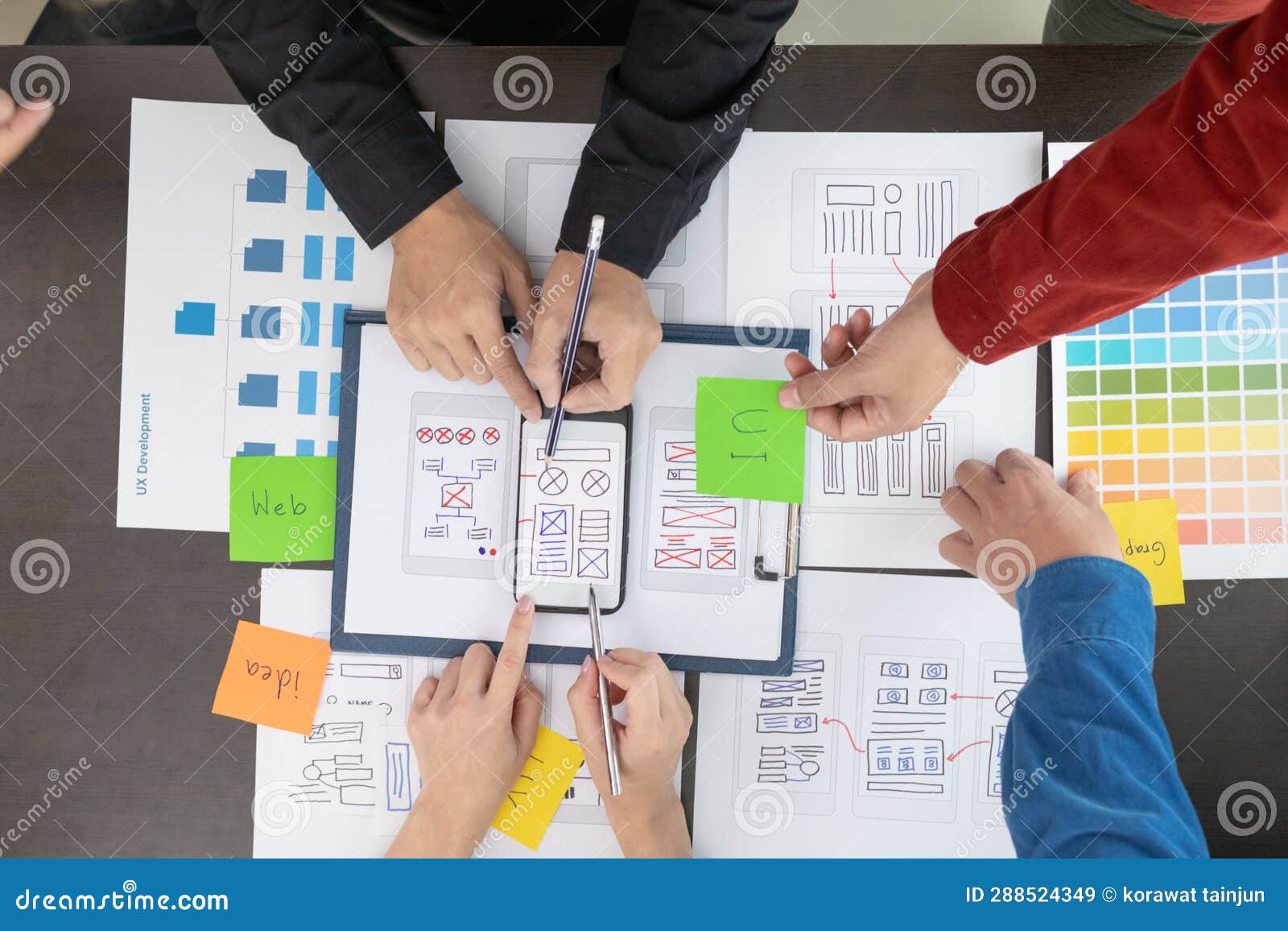 Team of UI UX Web Designer are Working Together To Develop Mobile ...