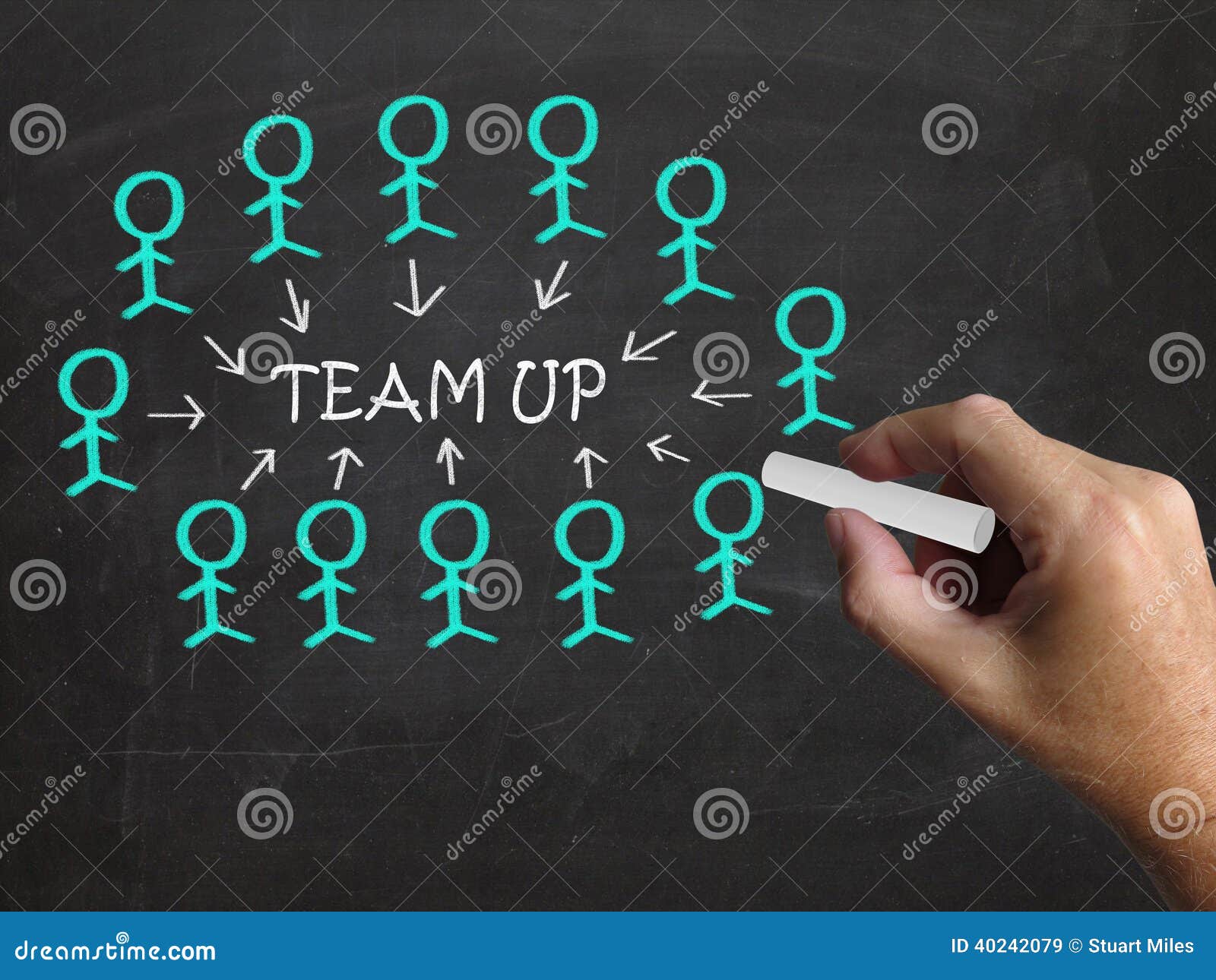 Team Up on Blackboard Shows Helping Each Stock Illustration ...