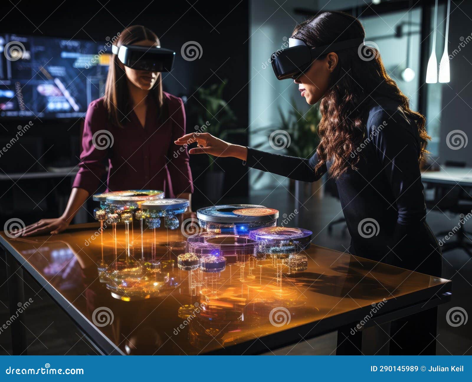 Team Using Mixed Reality in Modern Office Stock Illustration ...