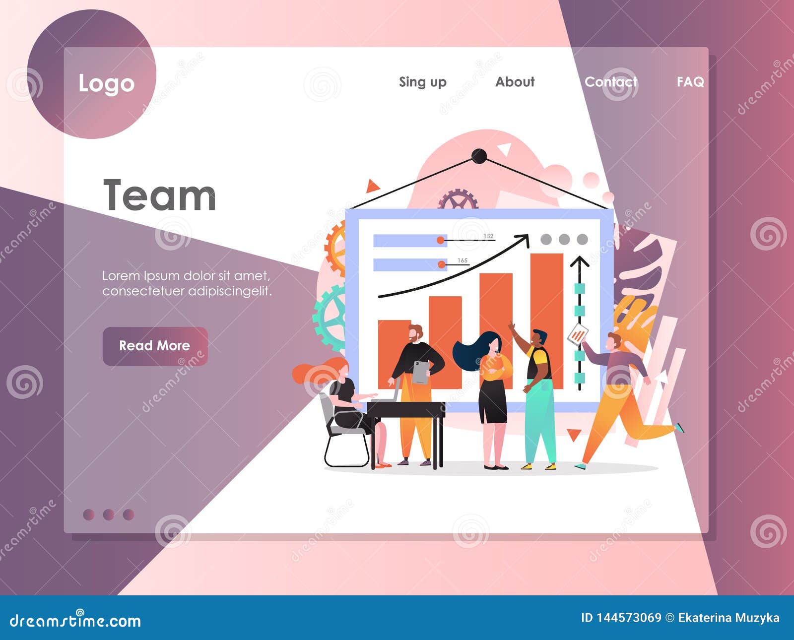 Team Vector Website Landing Page Design Template Stock Vector ...