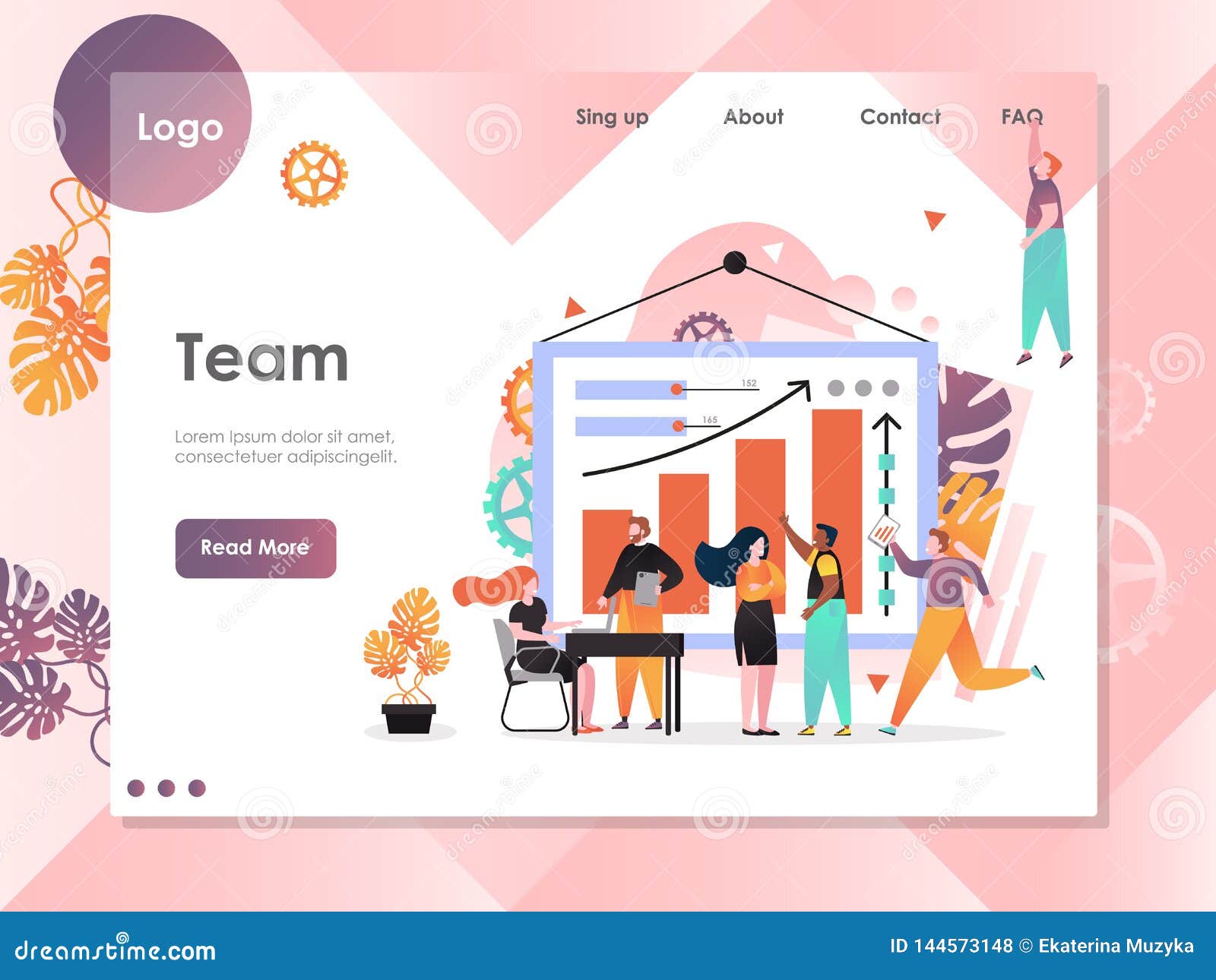 Team Vector Website Landing Page Design Template Stock Vector ...