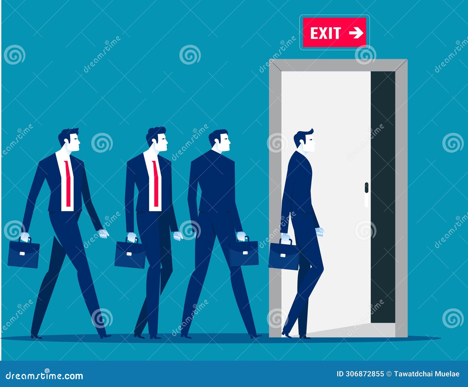 Team Walk To the Exit. Successfully or Escape Vector Concept Stock ...