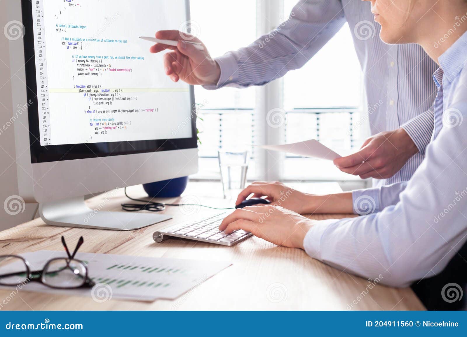 Team of Web App Developers Coding Website Source Code, Debugging Stock ...