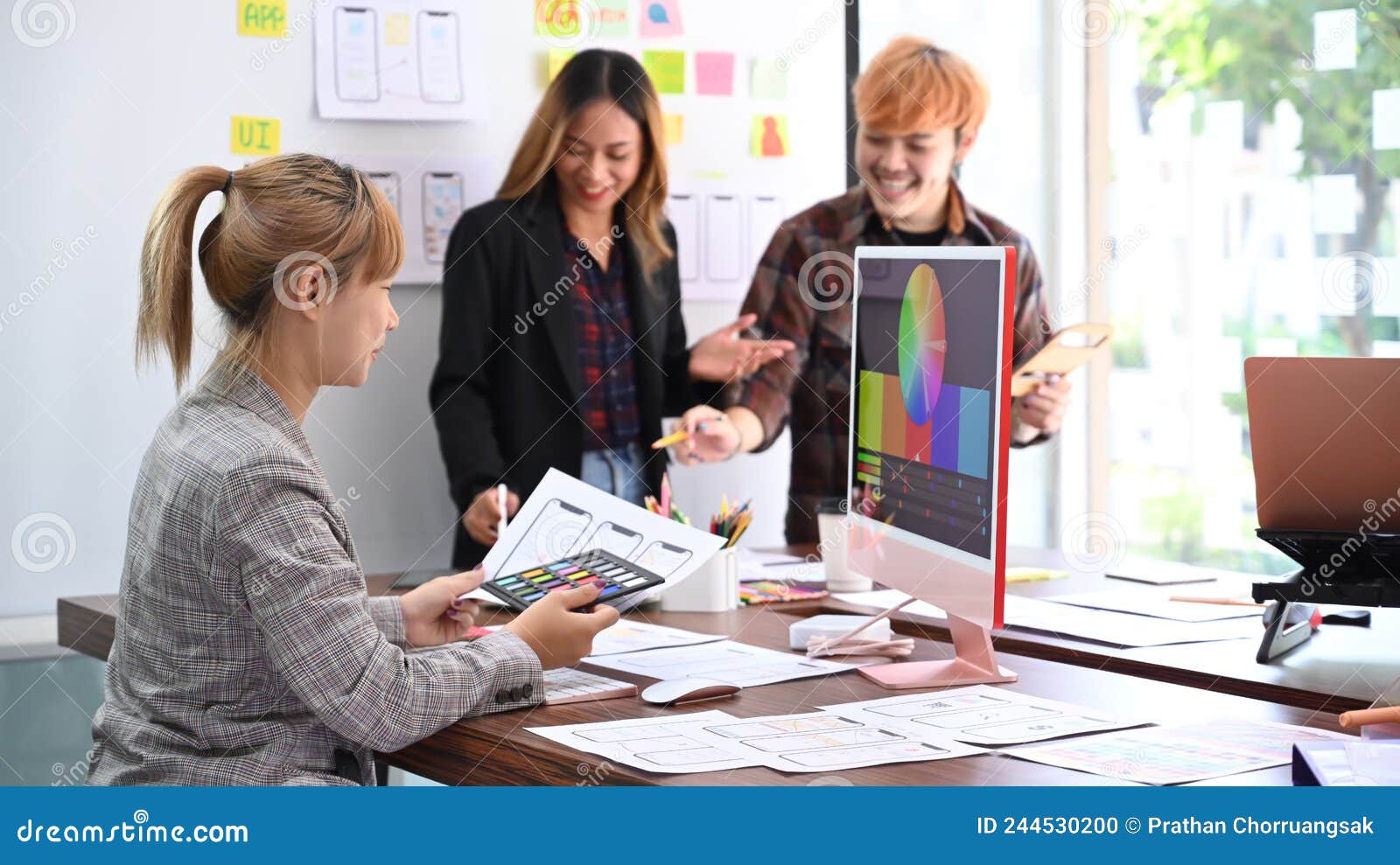 Team of Website Designer Planning Application Development Sketch ...