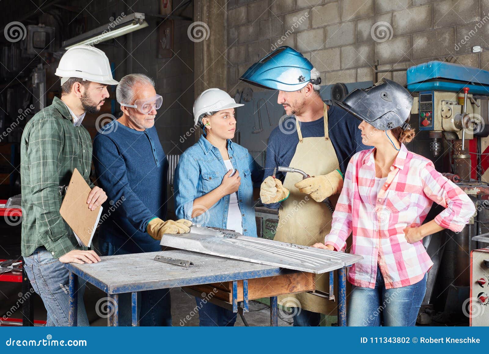 Team and welding trainees stock photo. Image of steel - 111343802