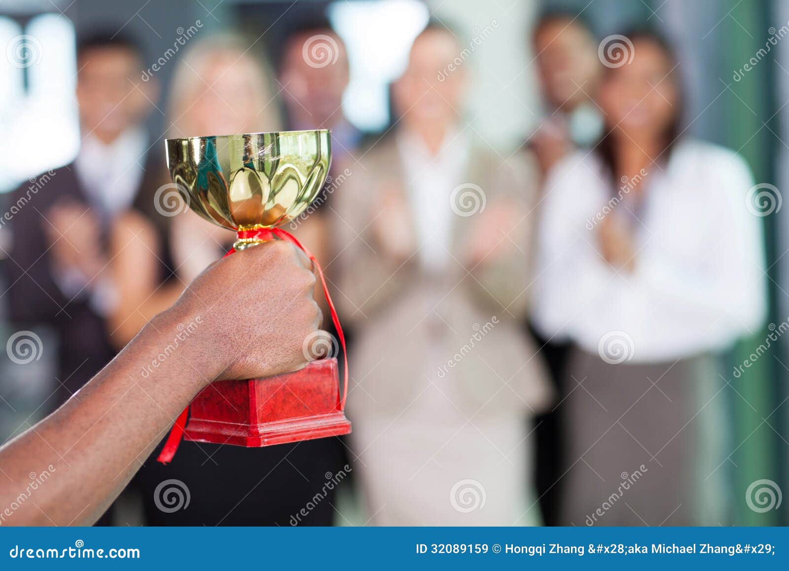 Team winning trophy stock image. Image of holding, colleagues - 32089159