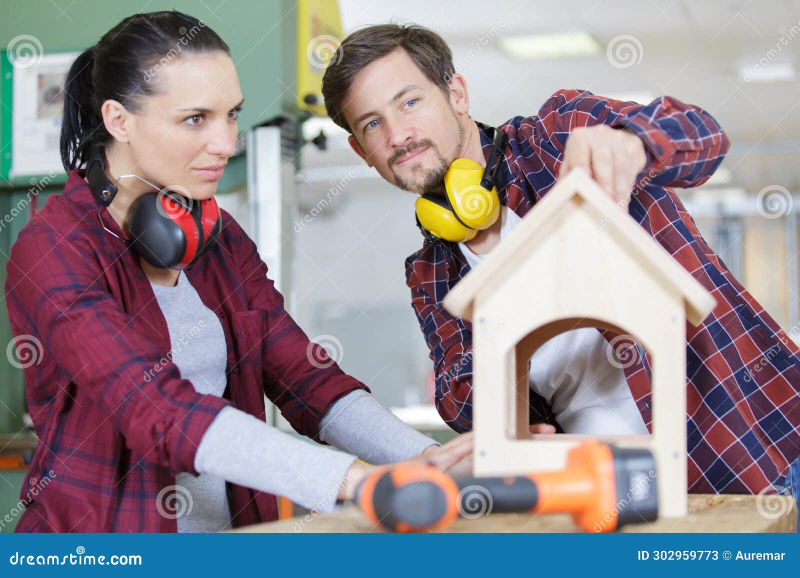 Team Wood Workers in Workshop Stock Image - Image of machine, person ...