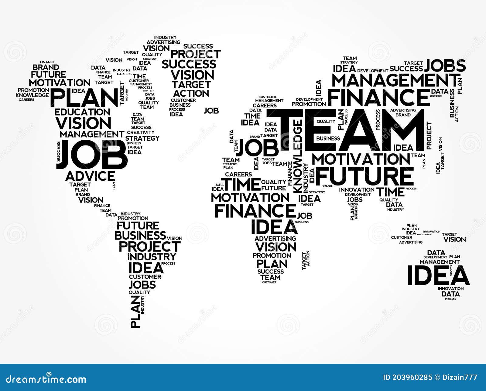 TEAM Word Cloud in Shape of World Map Stock Illustration - Illustration ...