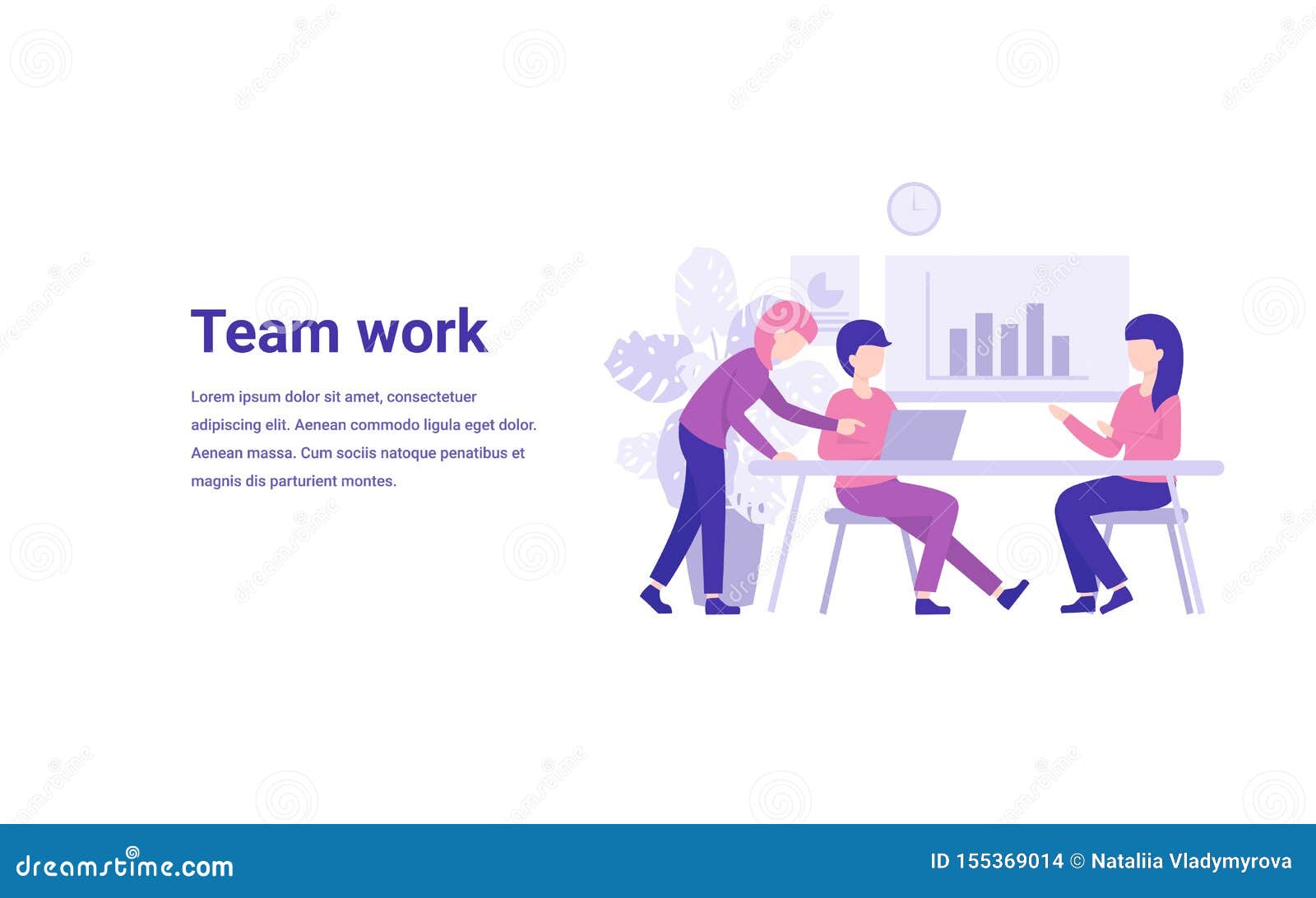 Team Work Banner Concept Flat Style Stock Vector - Illustration of ...