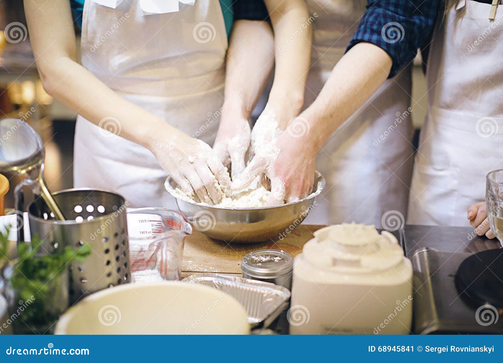 Team Work. Beating Bread Dough Stock Image - Image of baking, nutrition ...