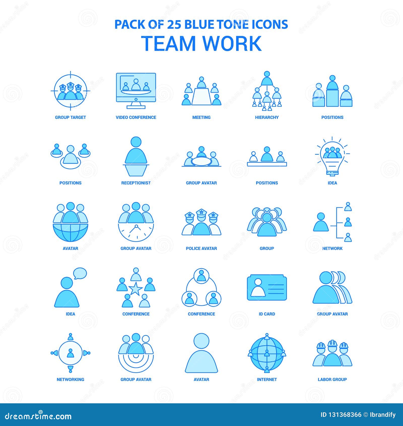 Team Work Blue Tone Icon Pack - 25 Icon Sets Stock Vector ...
