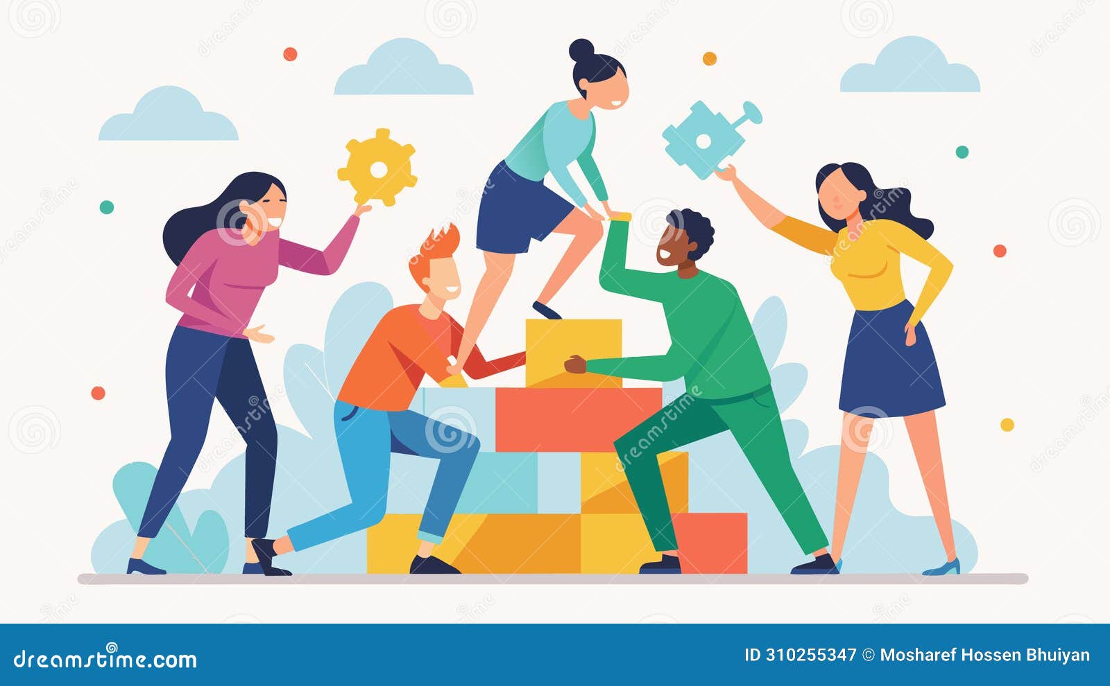 Team Work Buildup Vector Art Illustration, Business Developments Stock Illustration ...
