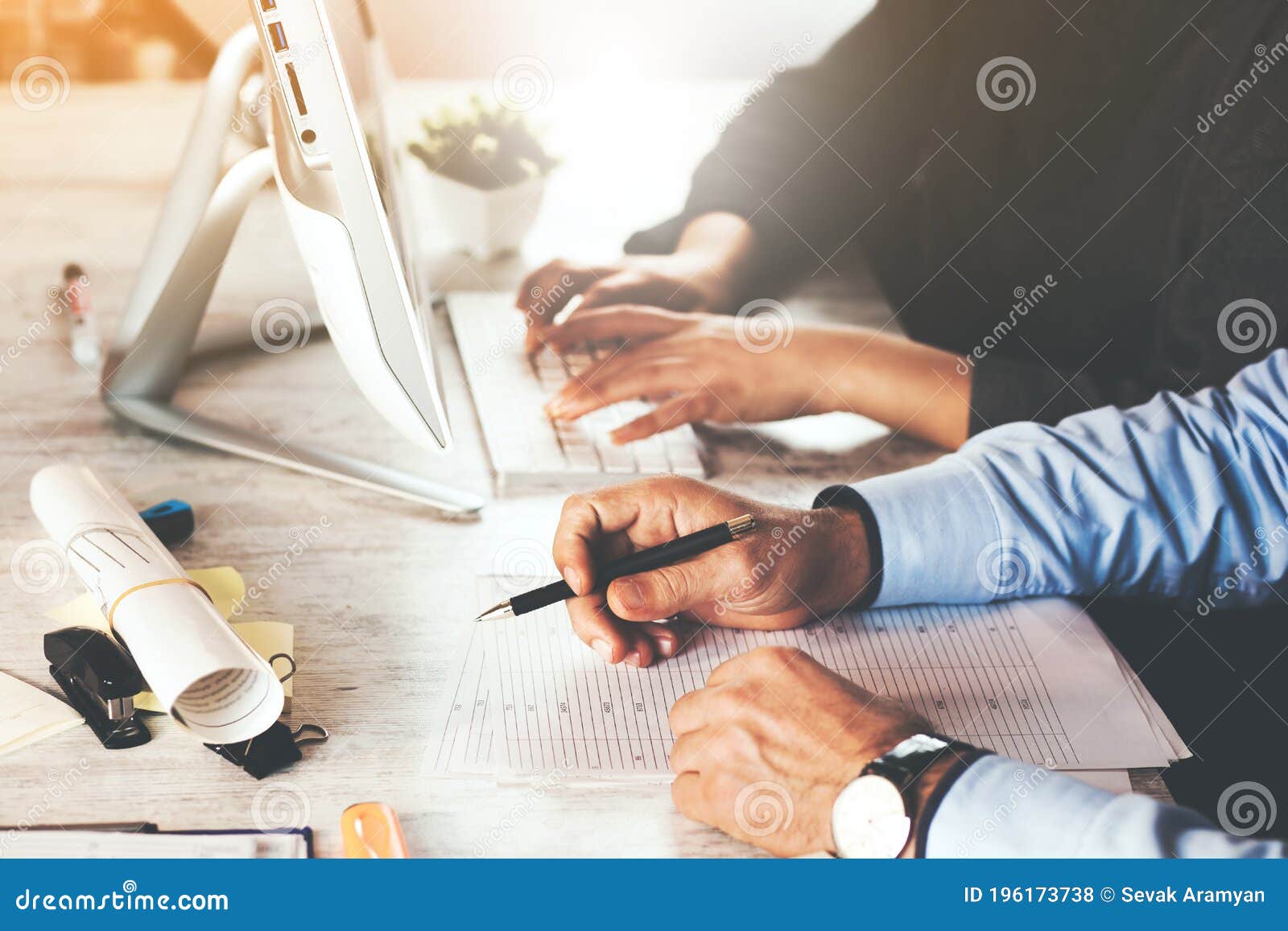 Team work in computer stock photo. Image of laptop, project - 196173738