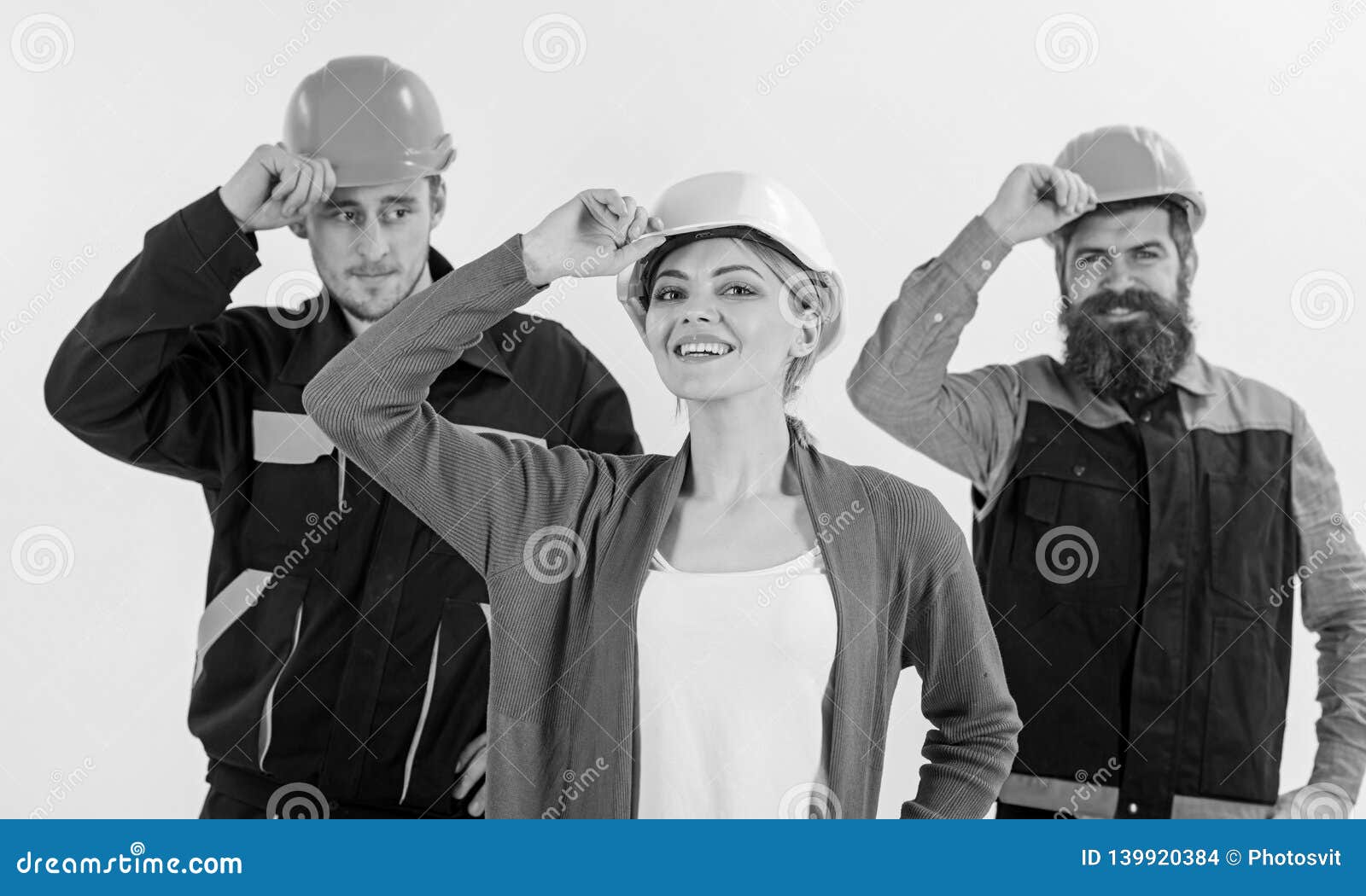 Team Work Concept. Builder, Engineer, Labourer, Repairman As Friendly ...
