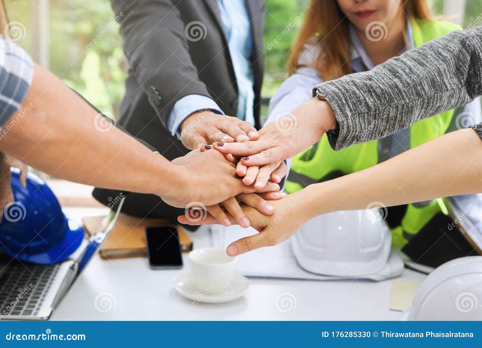 Team Work Concept. Engineering Team Work Together Stock Photo - Image ...