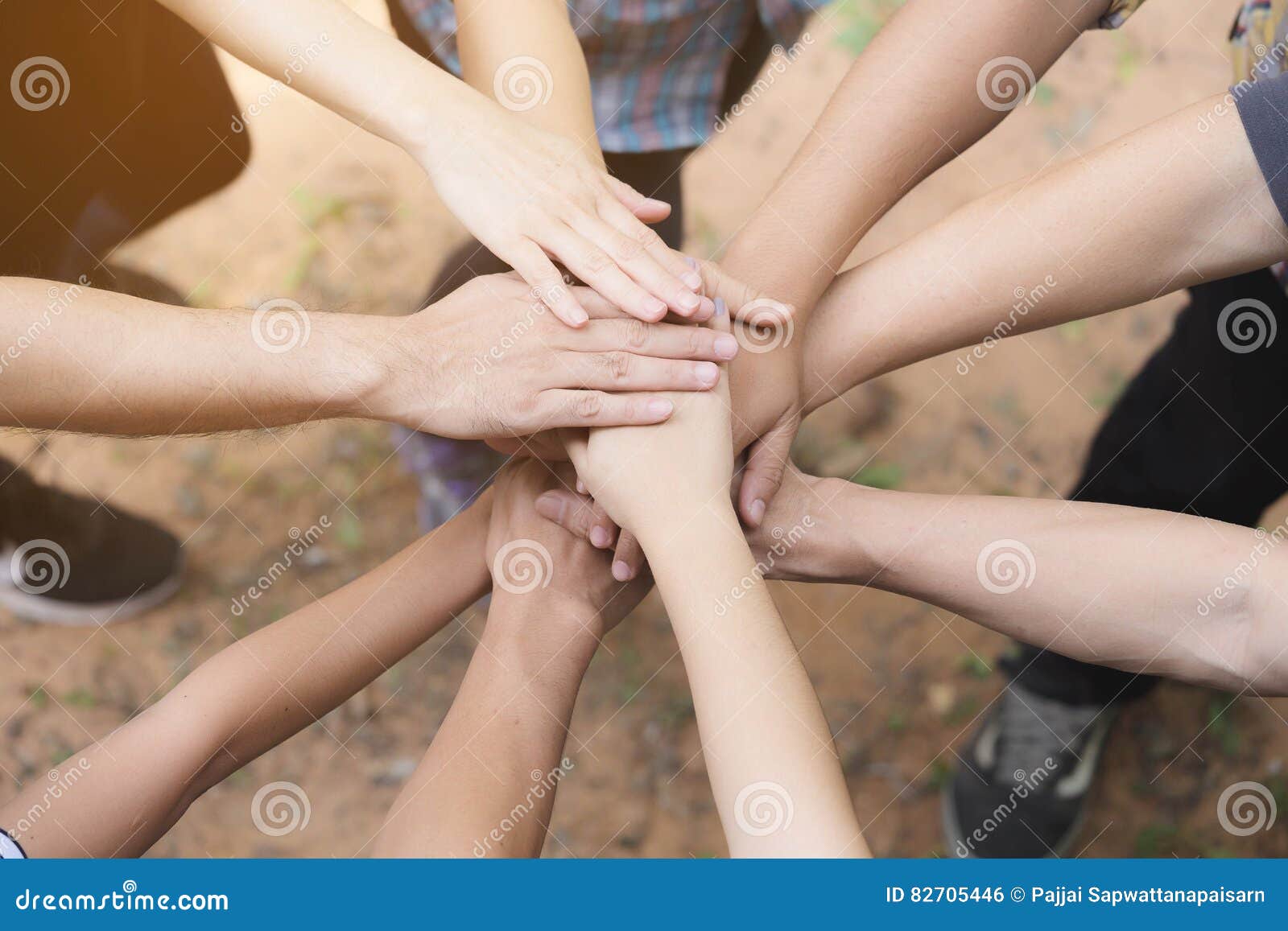 Team Work Concept : Group of Diverse Hands Together Cross Processing of ...