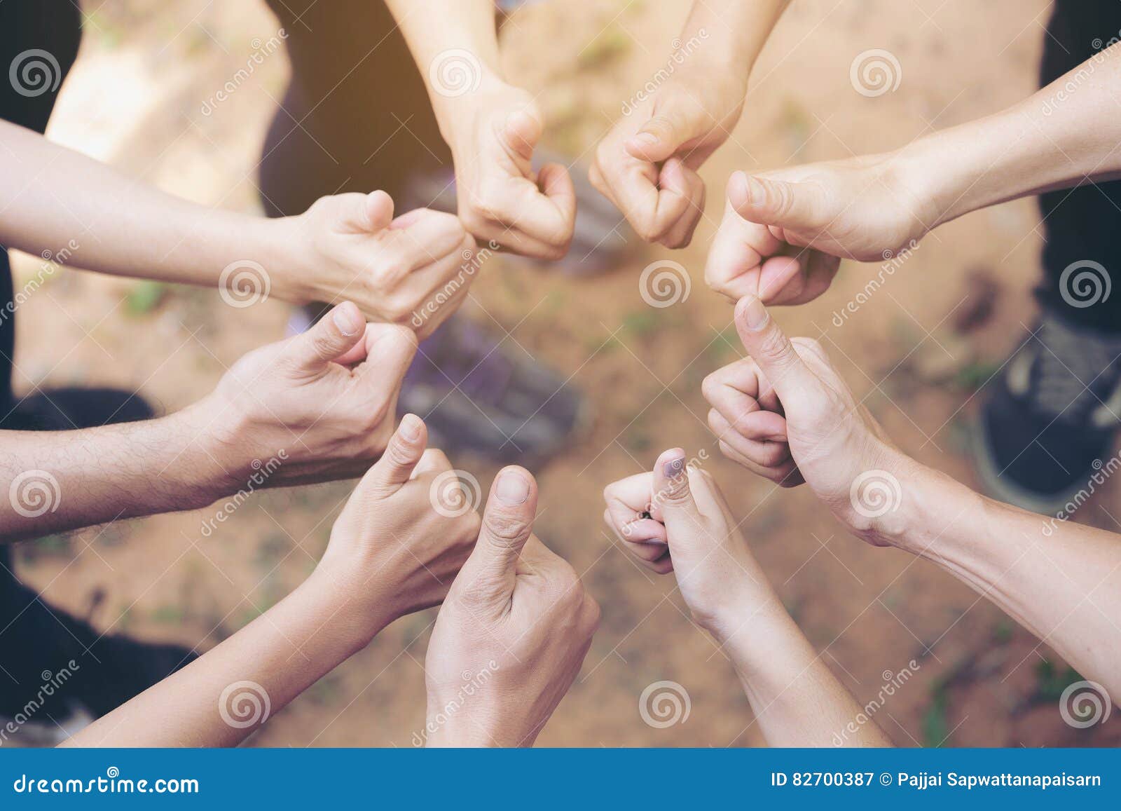 Team Work Concept : Group of Diverse Hands Together Thump Up of Stock ...