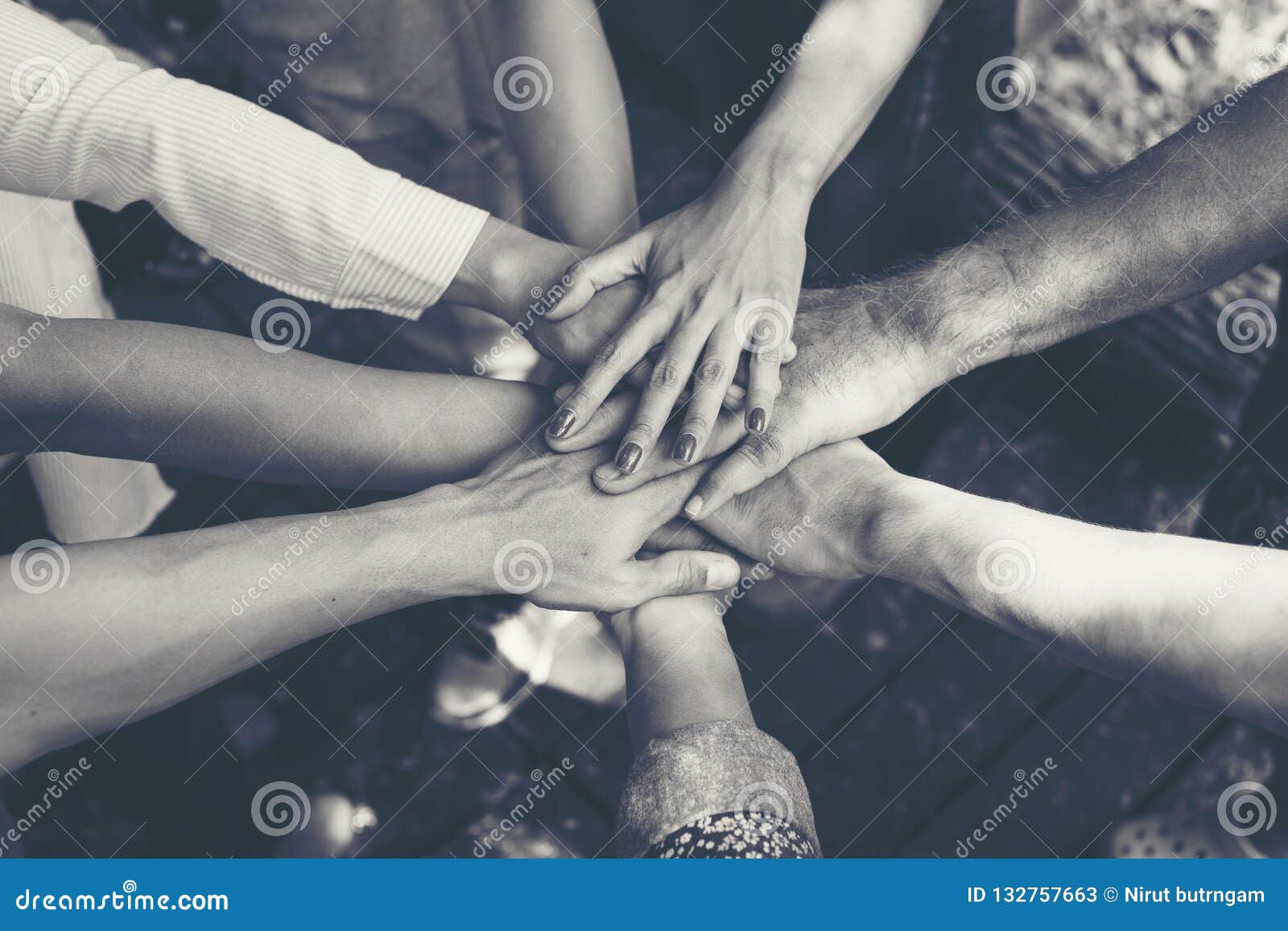 Team Work Concept: Grupo De Mãos Diversas Junto Proces Transversal ...