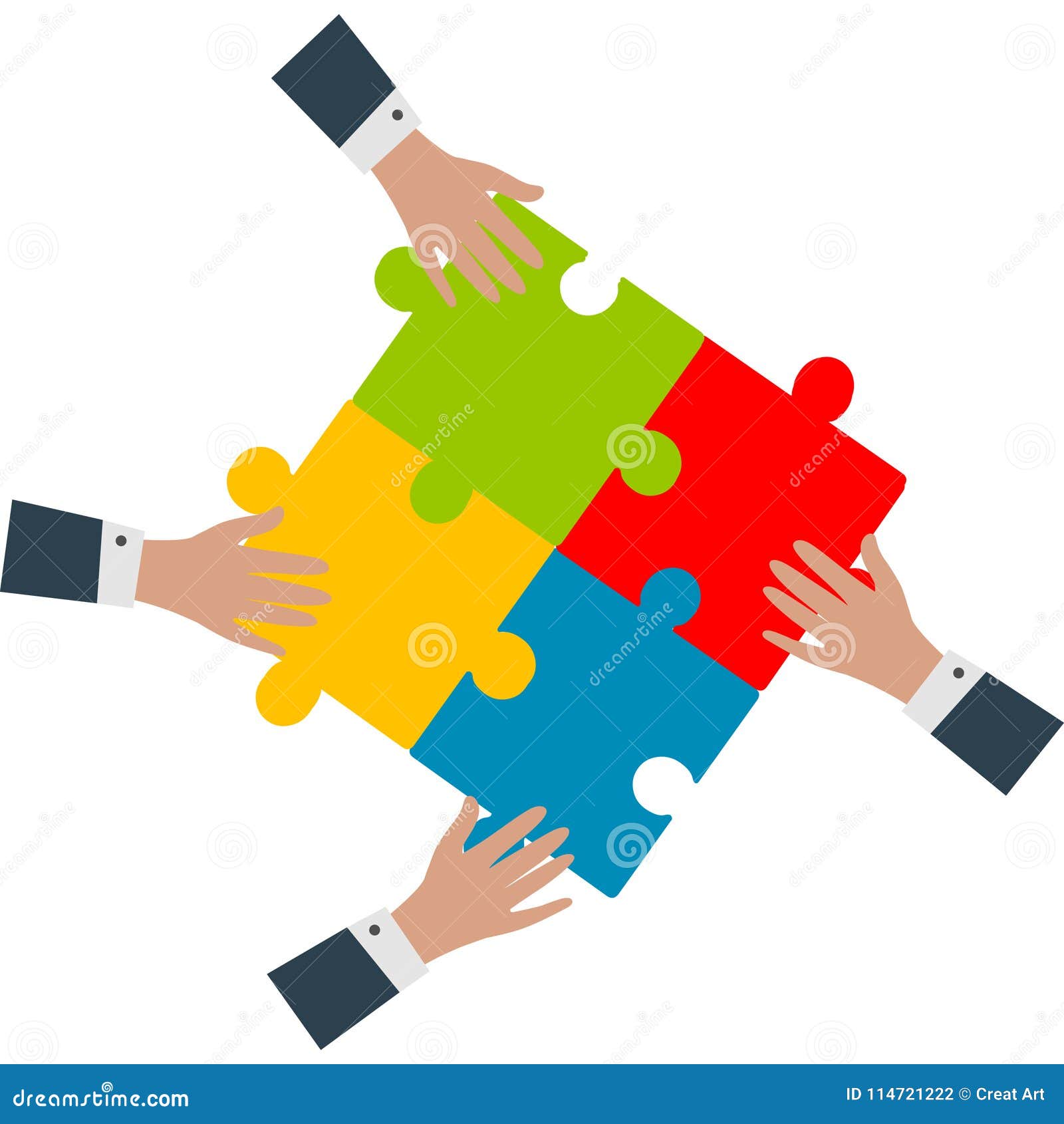 Team Work Concept.Hands Assembling Puzzles Vector Editorial Photography ...