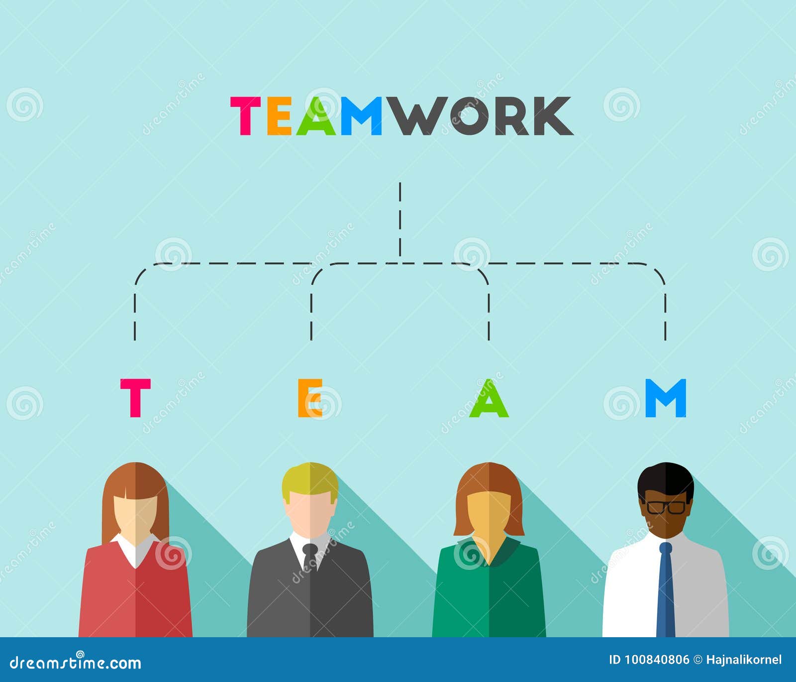 Teamwork Concept with Multicultural Business People Stock Vector ...
