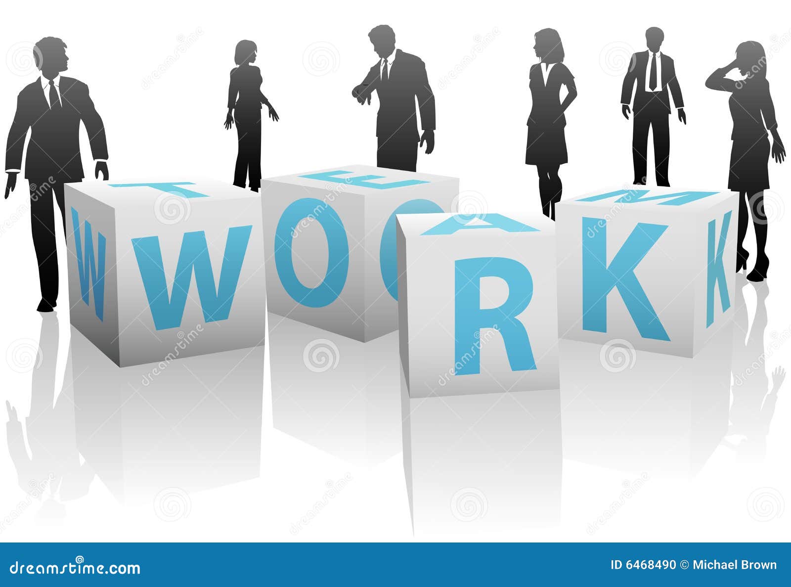 TEAM WORK Cubes Silhouette People on White Stock Vector - Illustration ...