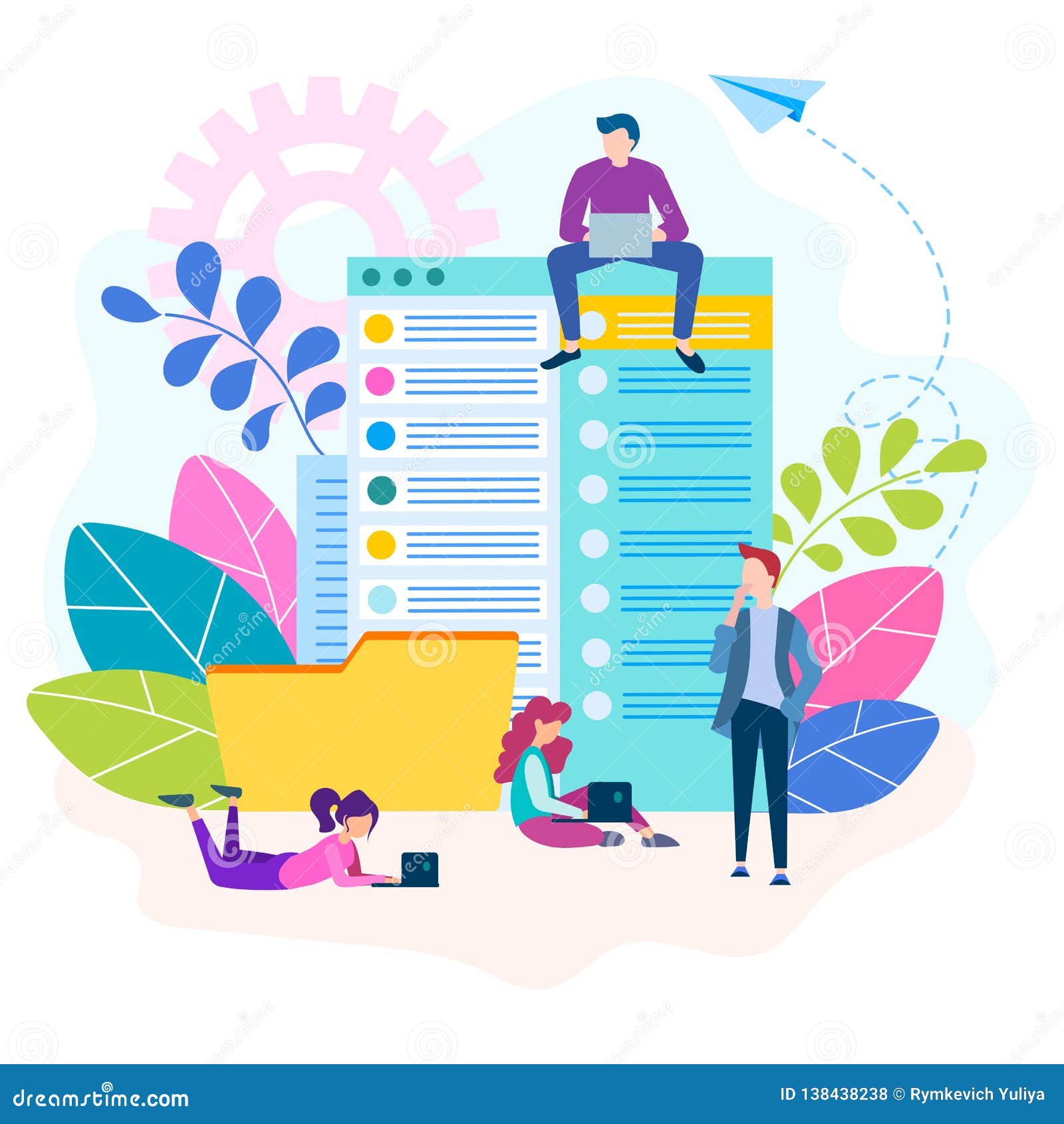 Team Work on Documentation in Concept Office Stock Vector ...
