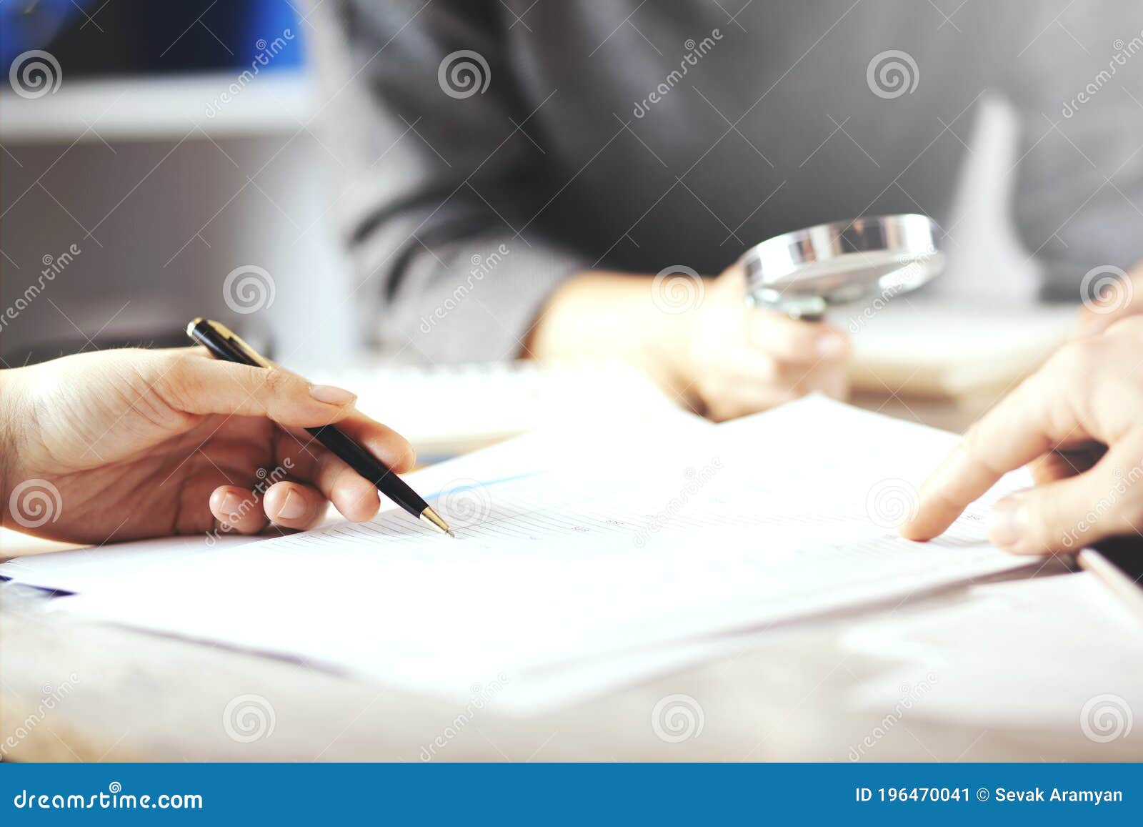 Team work in documents stock image. Image of meeting - 196470041