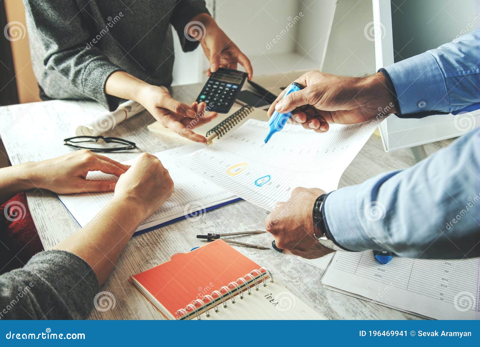 Team work in documents stock image. Image of business - 196469941