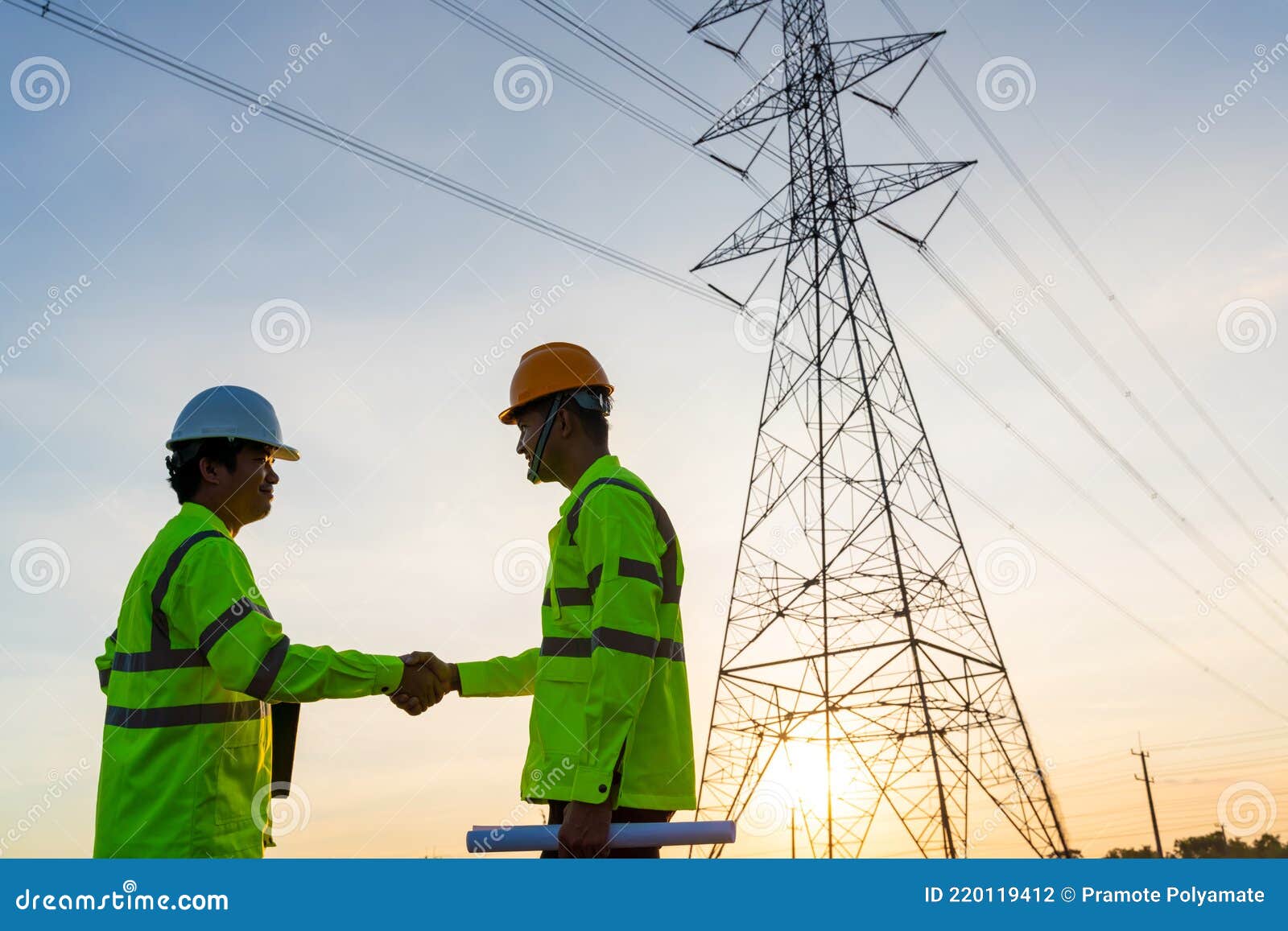 Team Work of Engineers and Technician Handshake after Work Inspections ...
