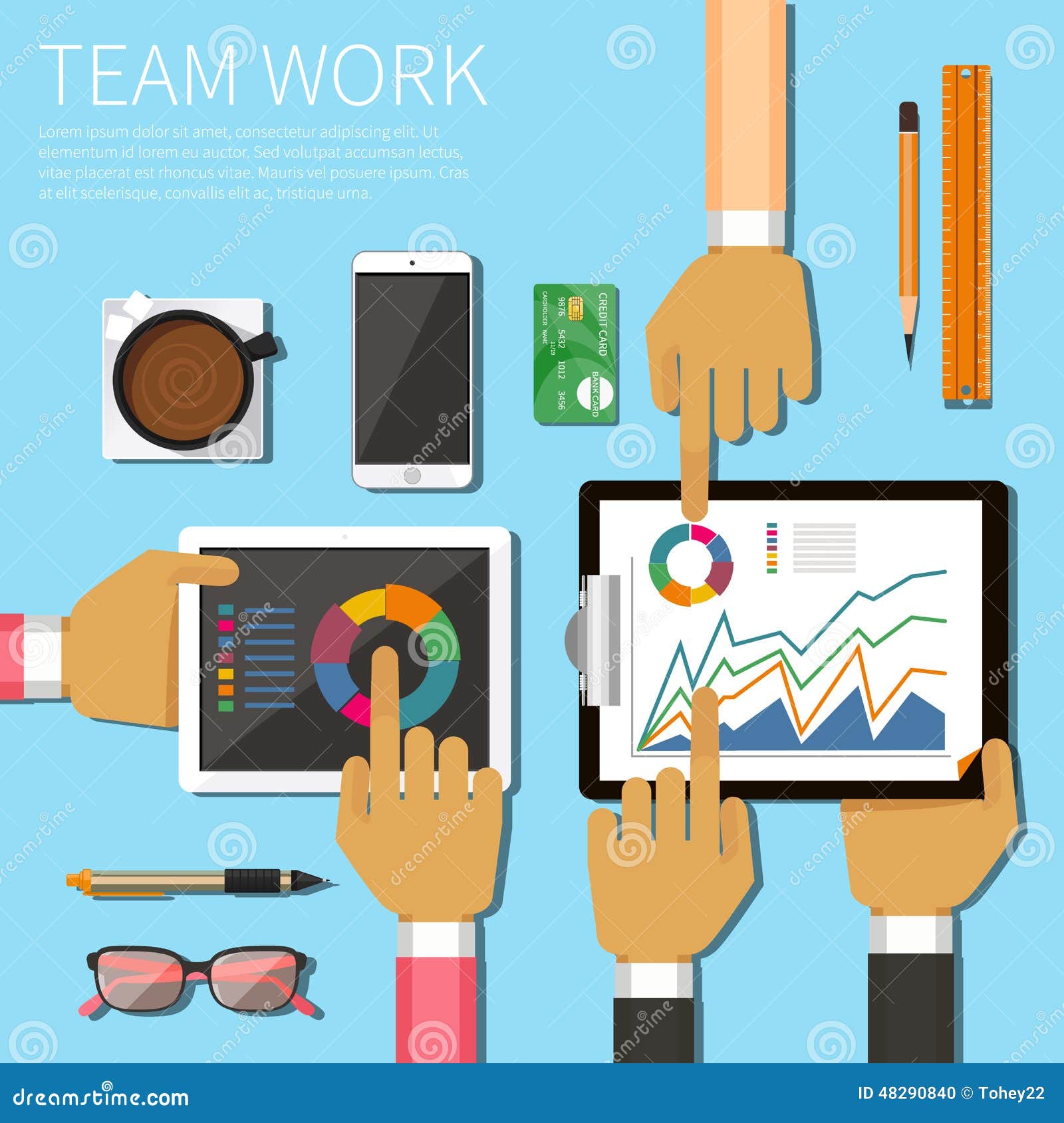 Team work flat stock vector. Illustration of creative - 48290840