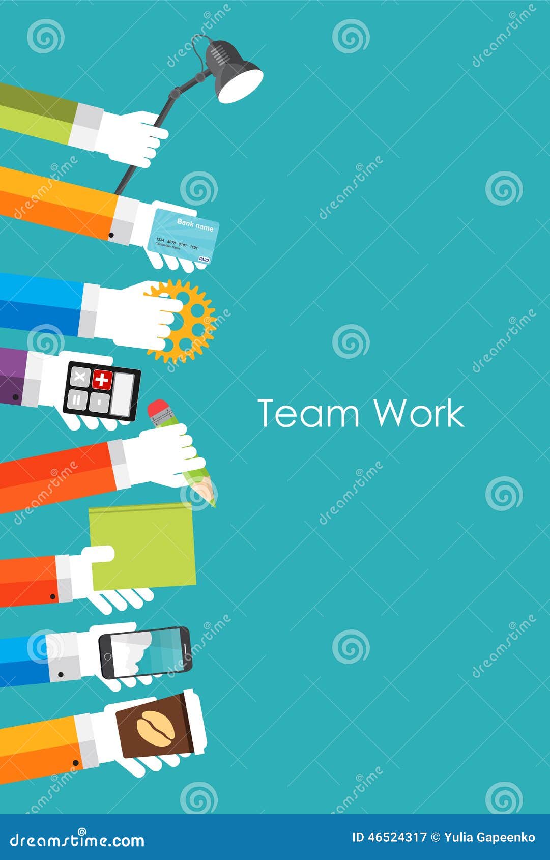 Team Work Flat Concept Vector Illustration Stock Vector - Illustration ...