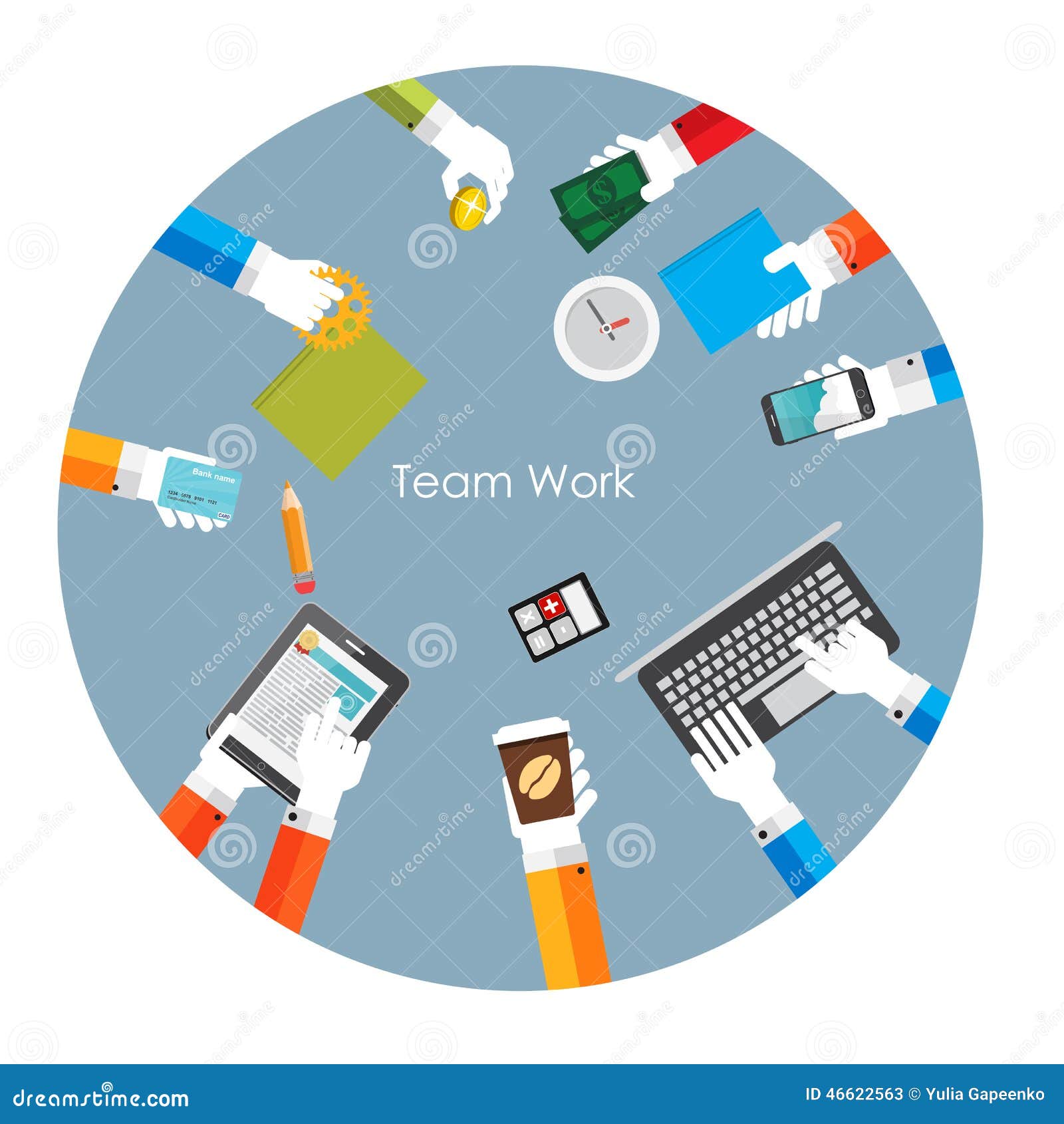 Team Work Flat Concept Vector Illustration Stock Vector - Illustration ...