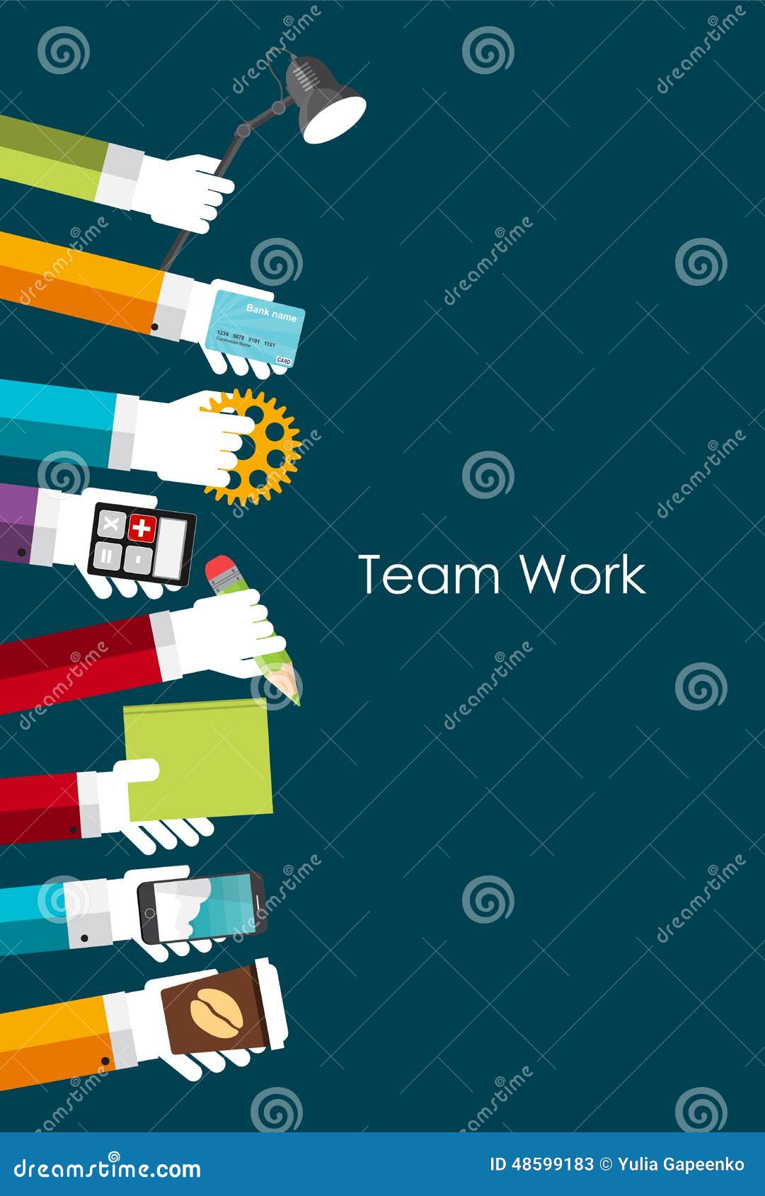Team Work Flat Concept Vector Illustration Stock Vector - Illustration ...
