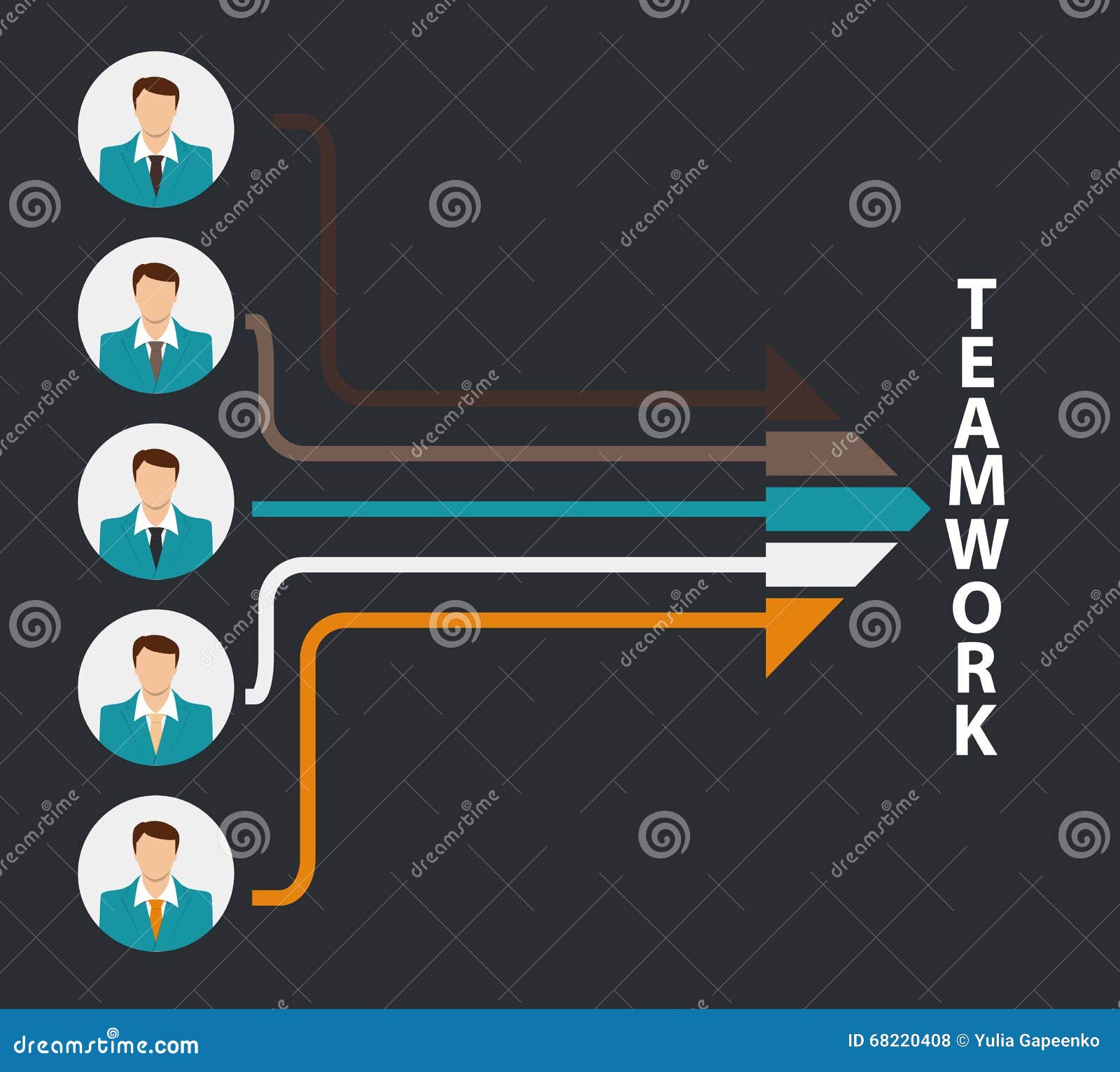 Team Work Flat Concept Vector Illustration Stock Vector - Illustration ...