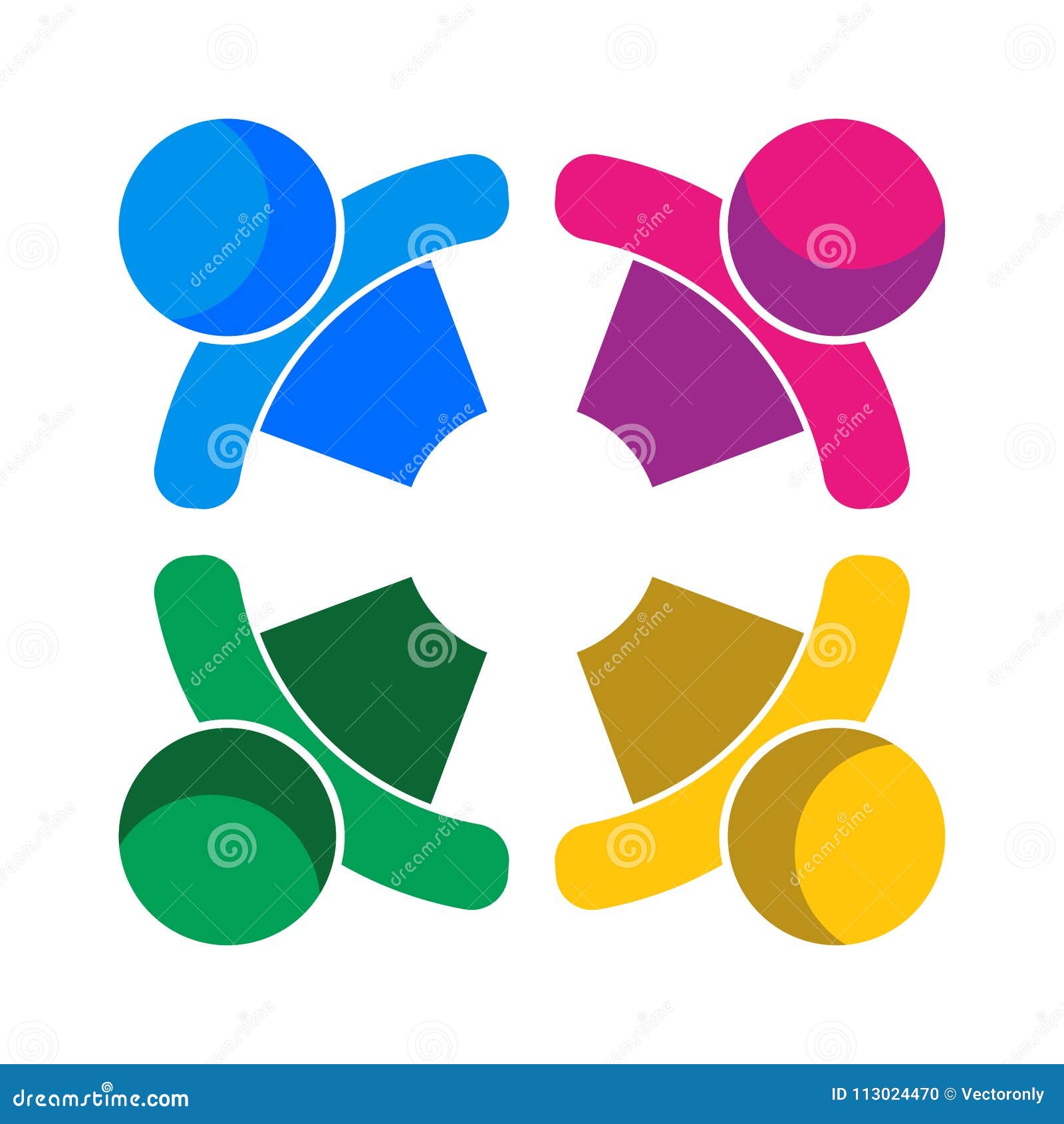 Team Work Four People Colorful Logo Stock Vector - Illustration of ...
