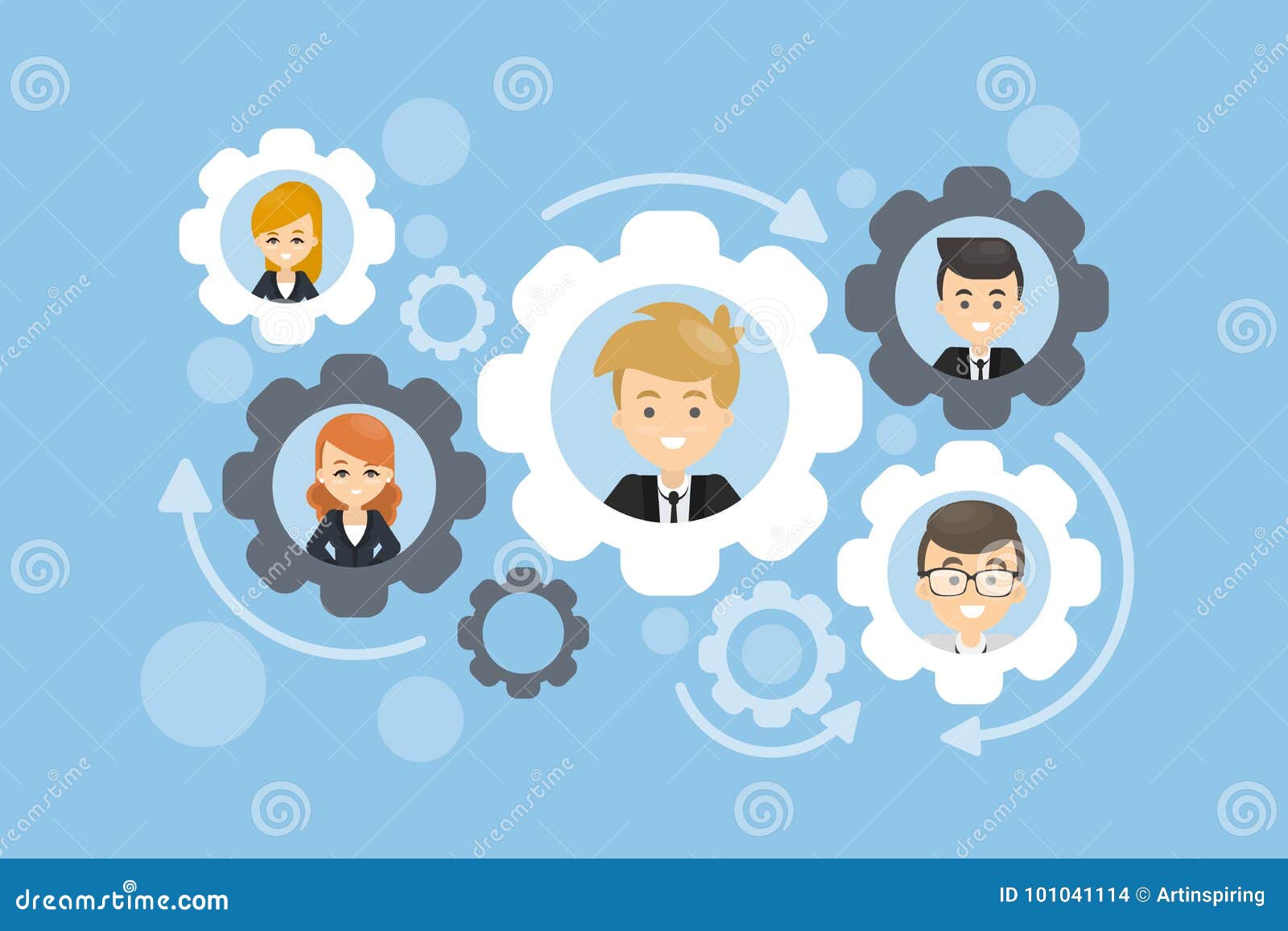 Team work gears. stock vector. Illustration of human - 101041114