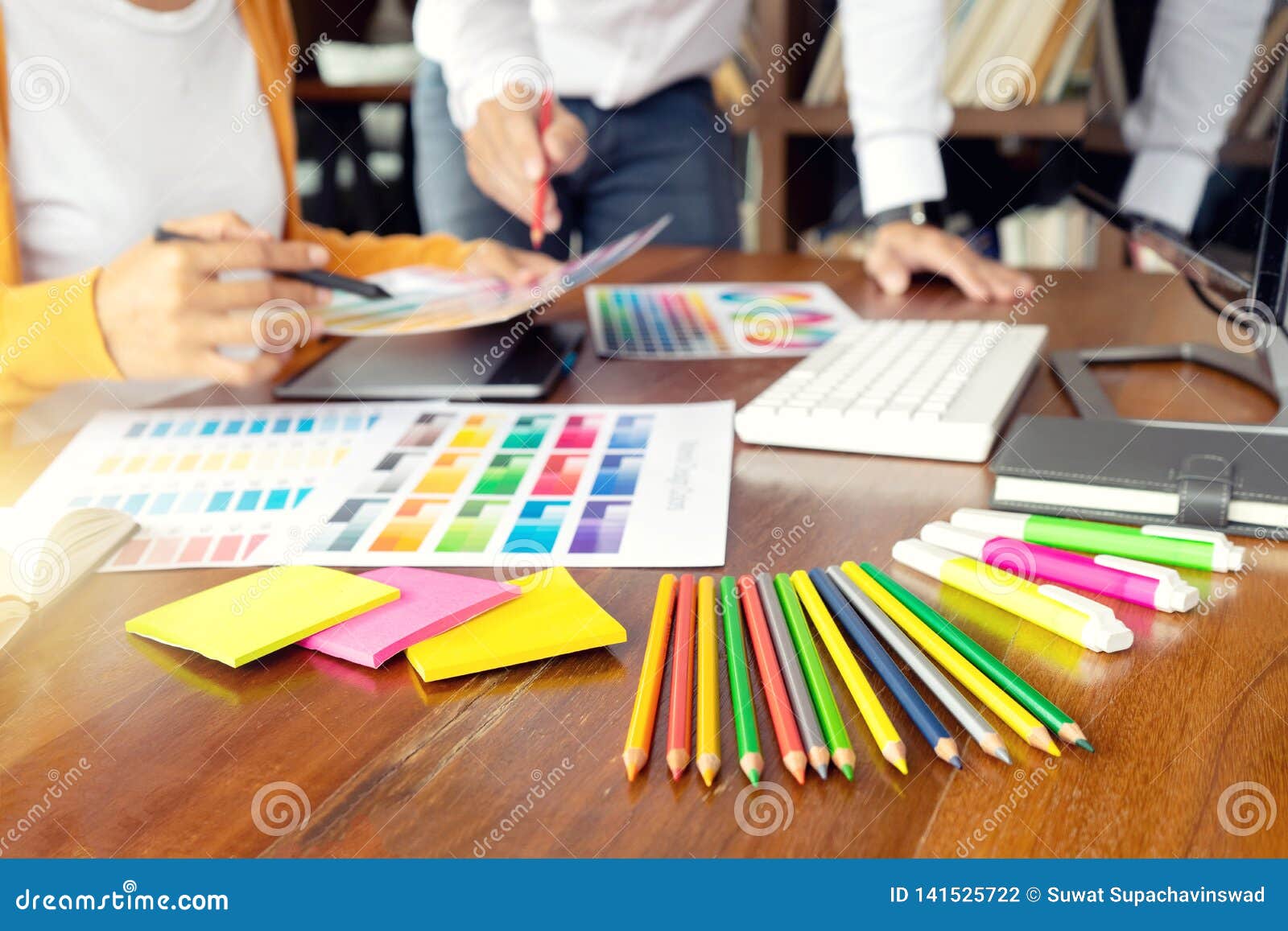 Team Work for Graphic Design Working on Wood Stock Photo - Image of ...