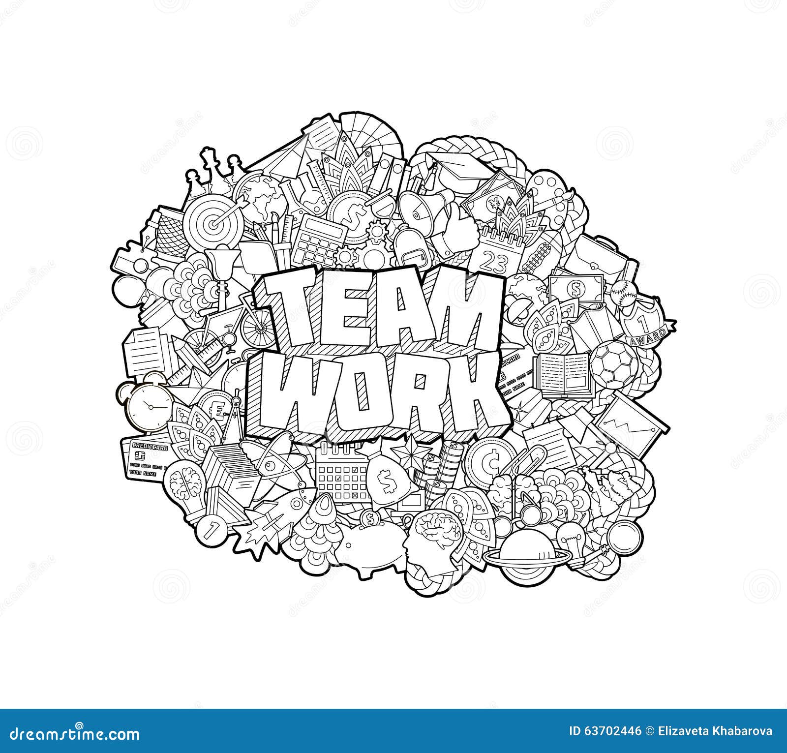 Team Work - Hand Lettering and Doodles Elements Sketch. Vector ...