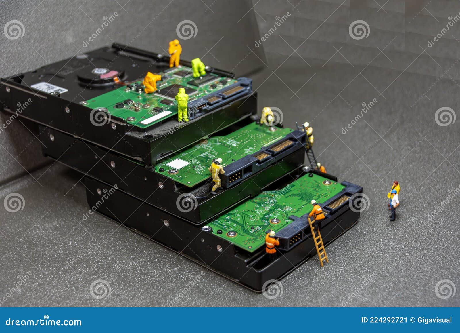 Team at Work for Hard Disk Maintenance Stock Image - Image of worker ...